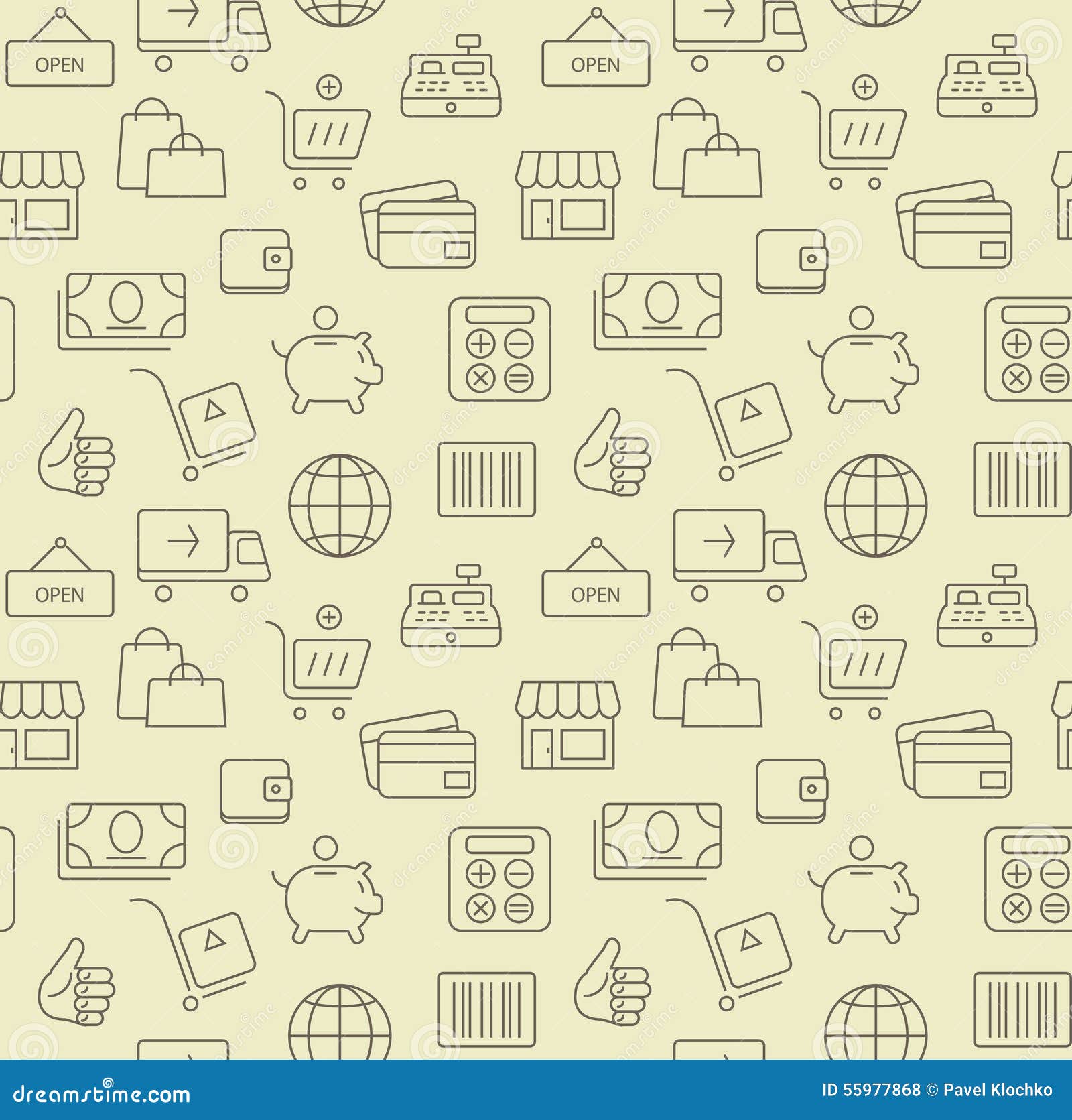 Shopping Icons, Seamless Background Pattern. Stock Vector ...