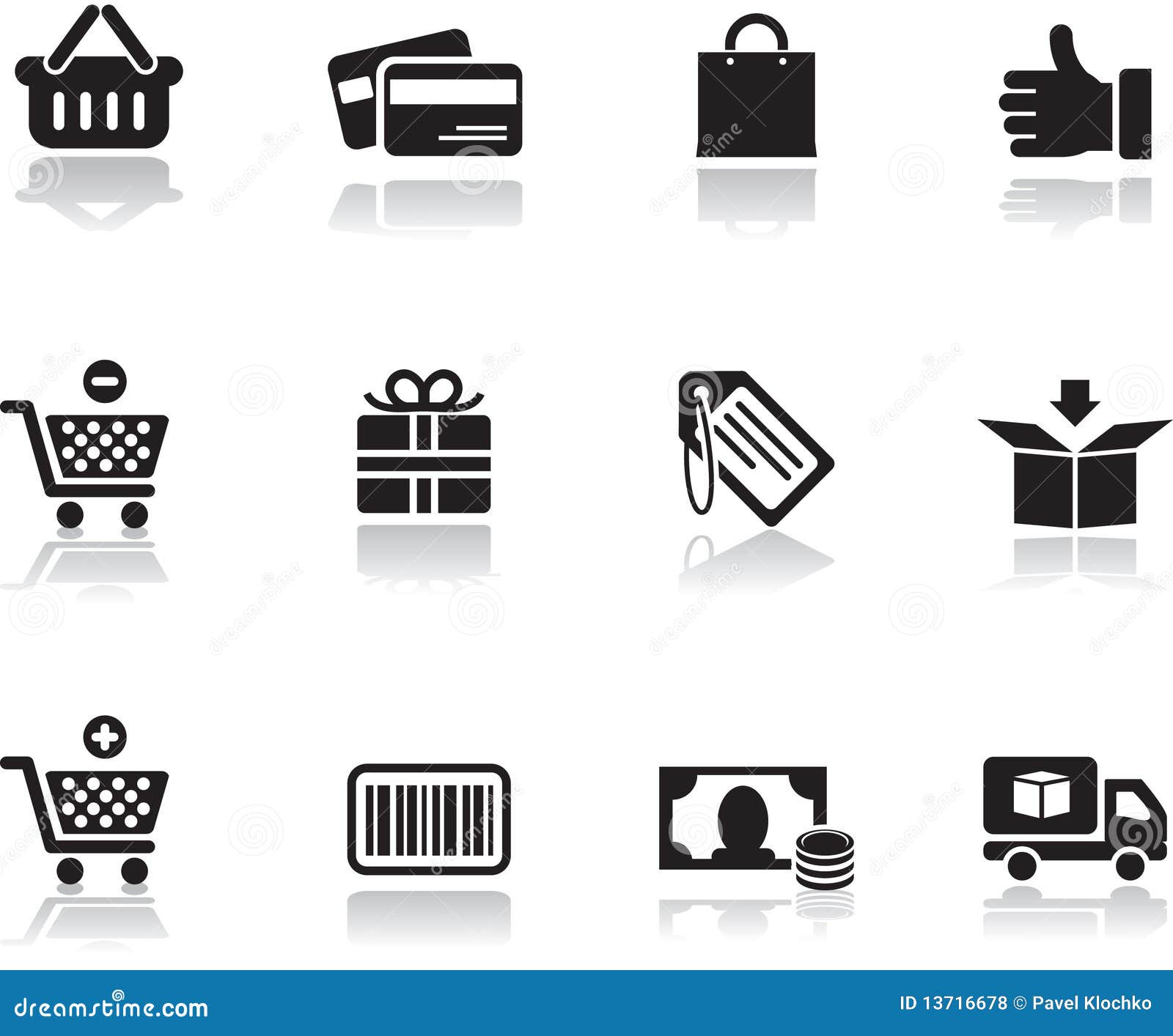 Shopping icons set stock vector. Illustration of card - 13716678