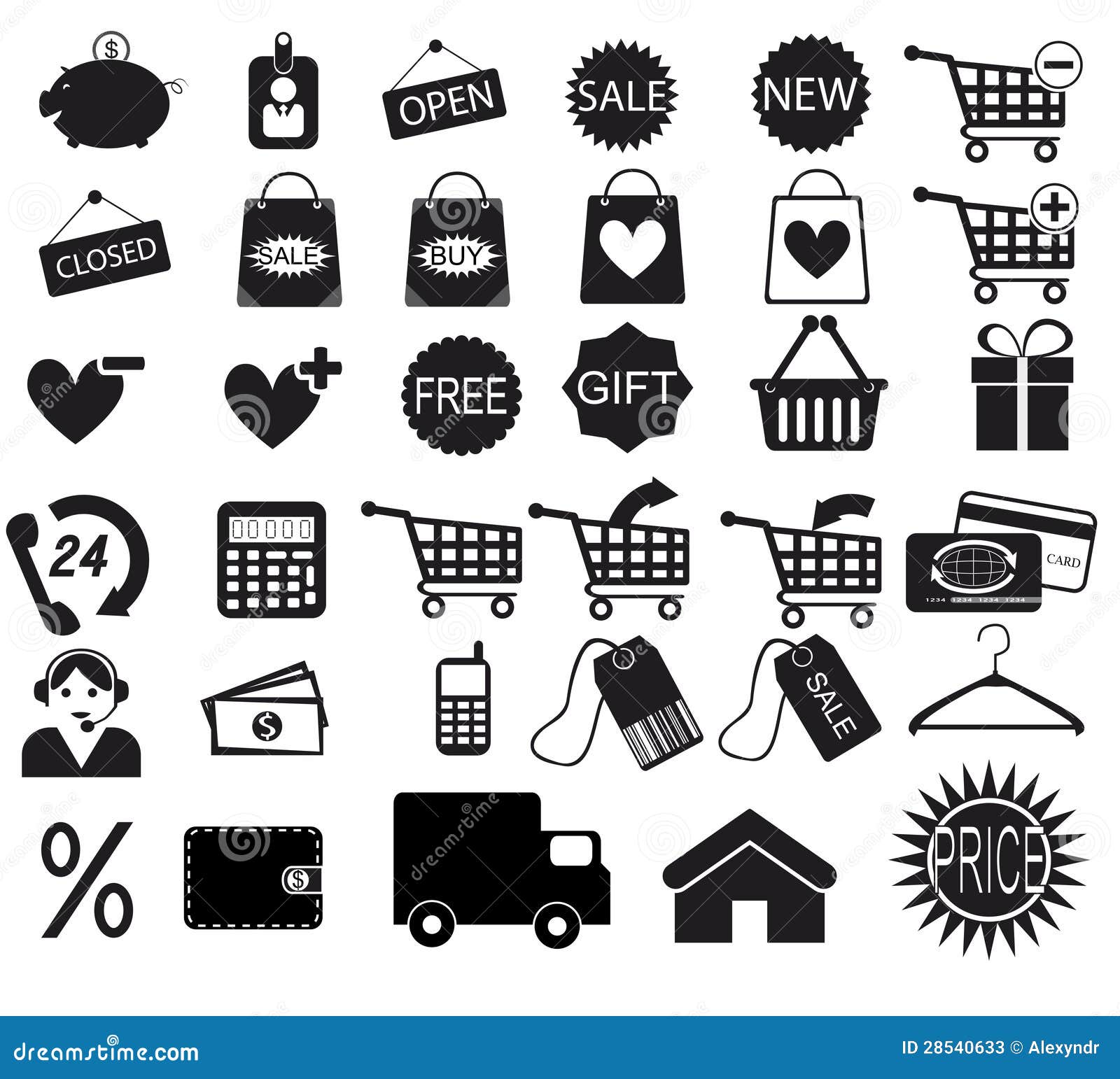 Shopping icons set stock vector. Illustration of sale - 28540633