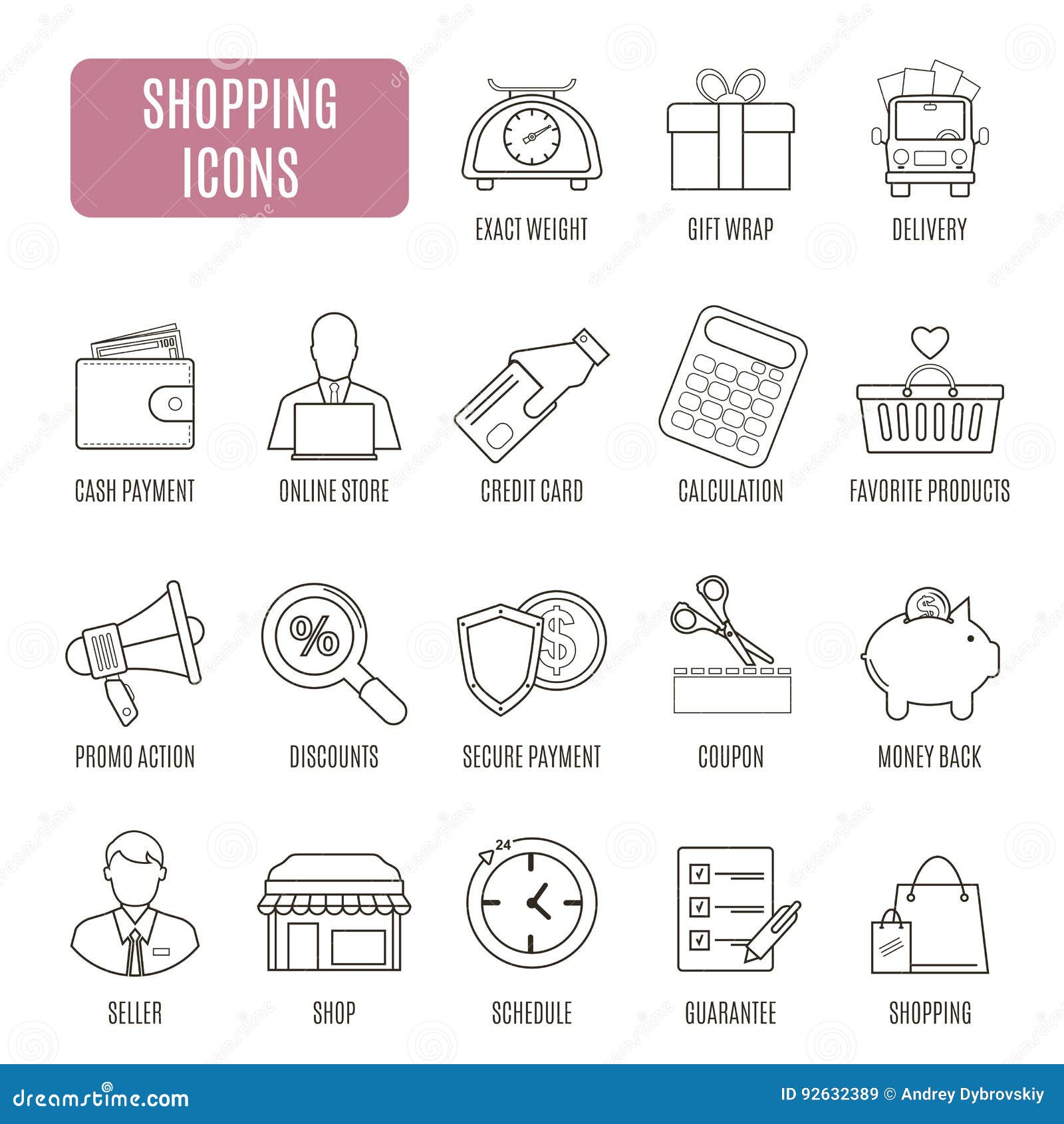 Shopping Icons. Set of Vector Pictogram for Web Graphics Stock Vector ...