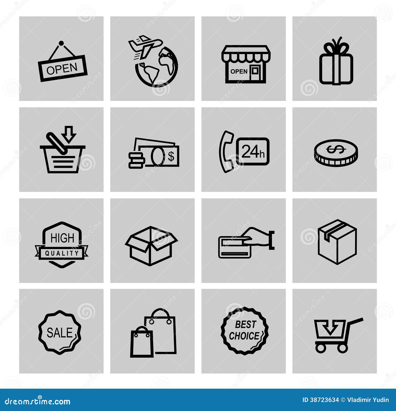 Shopping icons stock vector. Illustration of badge, cart - 38723634