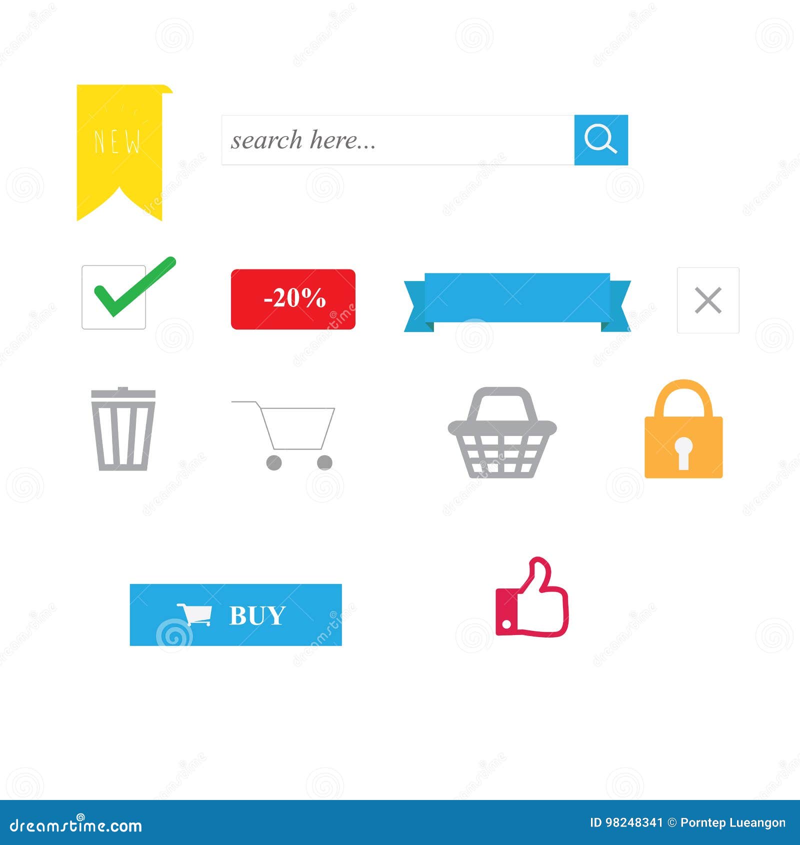 Shopping Icons with and Website Symbols Stock Vector - Illustration of ...