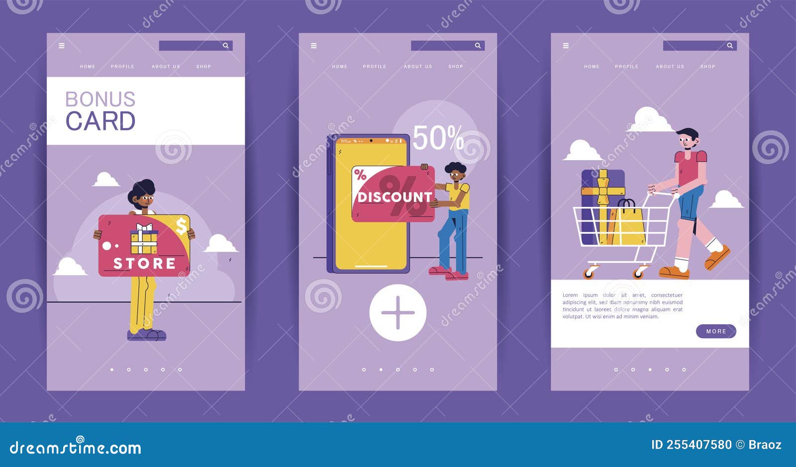 Shopping Illustration - Interface Design Set Elements App Banner Stock ...