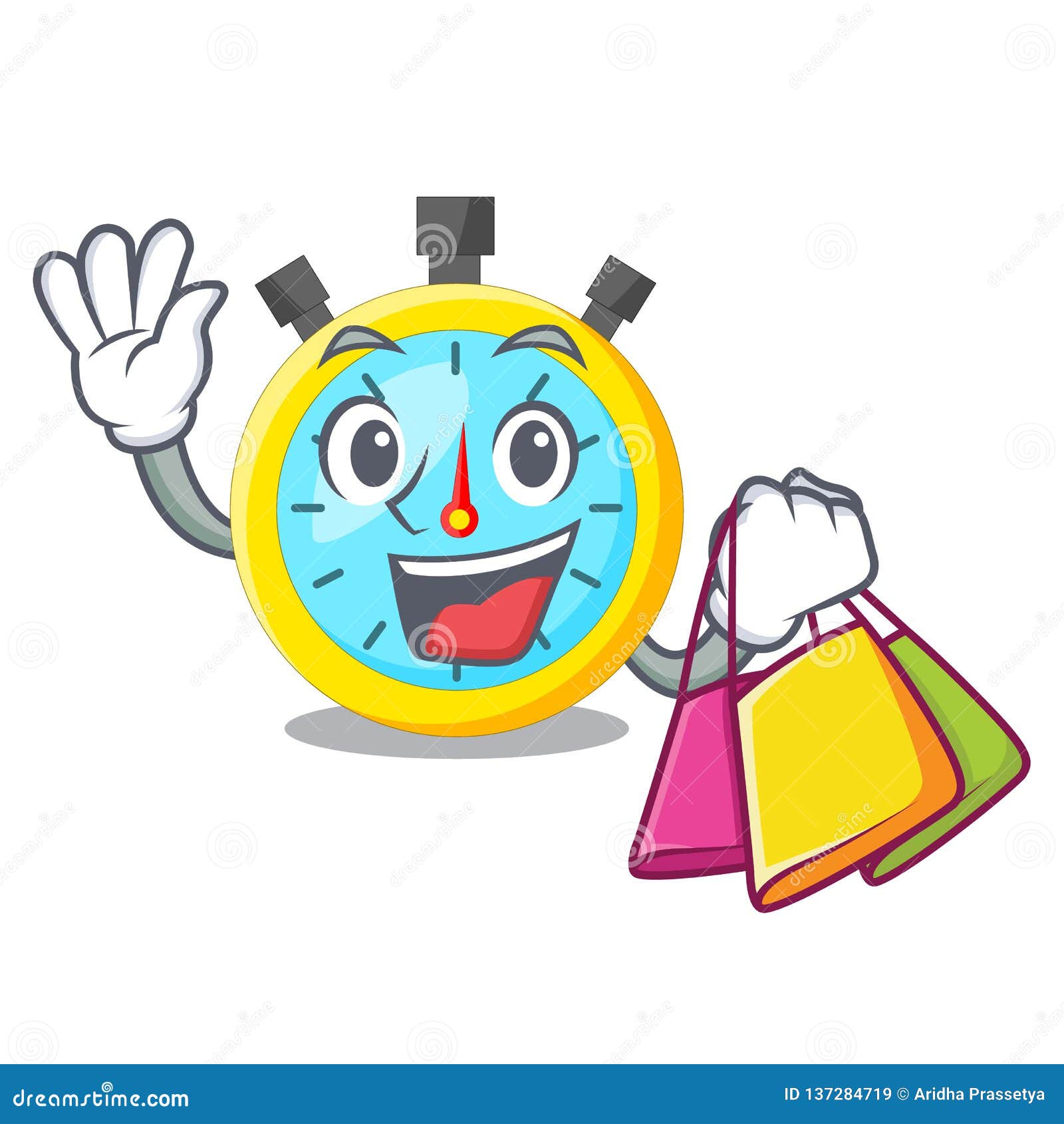 Shopping Isolated Stopwatch with in the Character Stock Vector ...