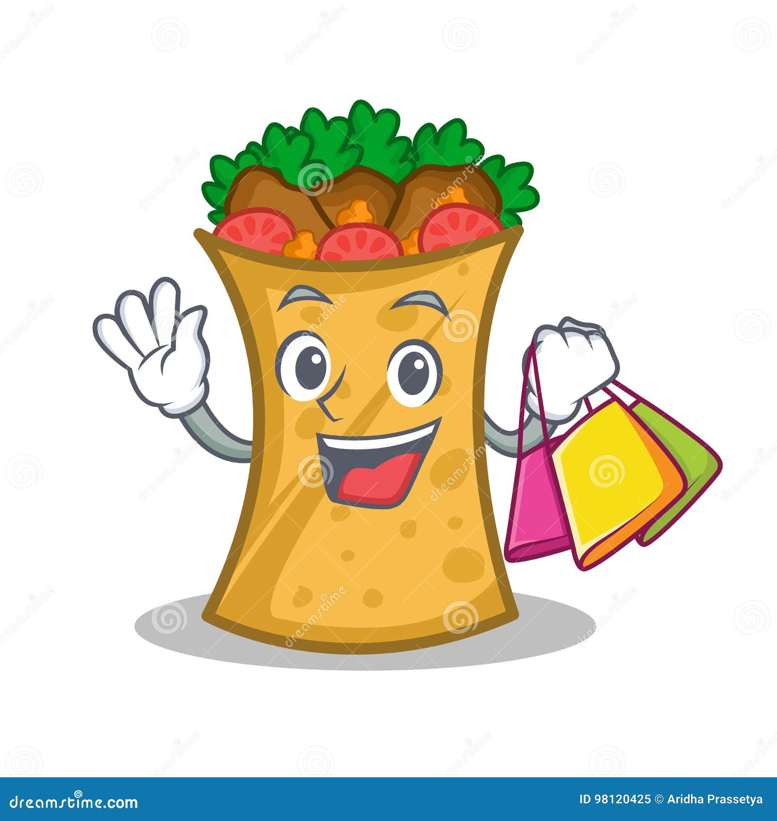Shopping Kebab Wrap Character Cartoon Stock Vector - Illustration of ...