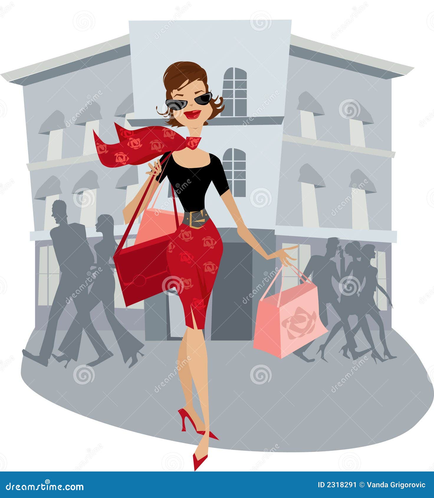 Shopping lady stock vector. Illustration of brunette, leisure - 2318291