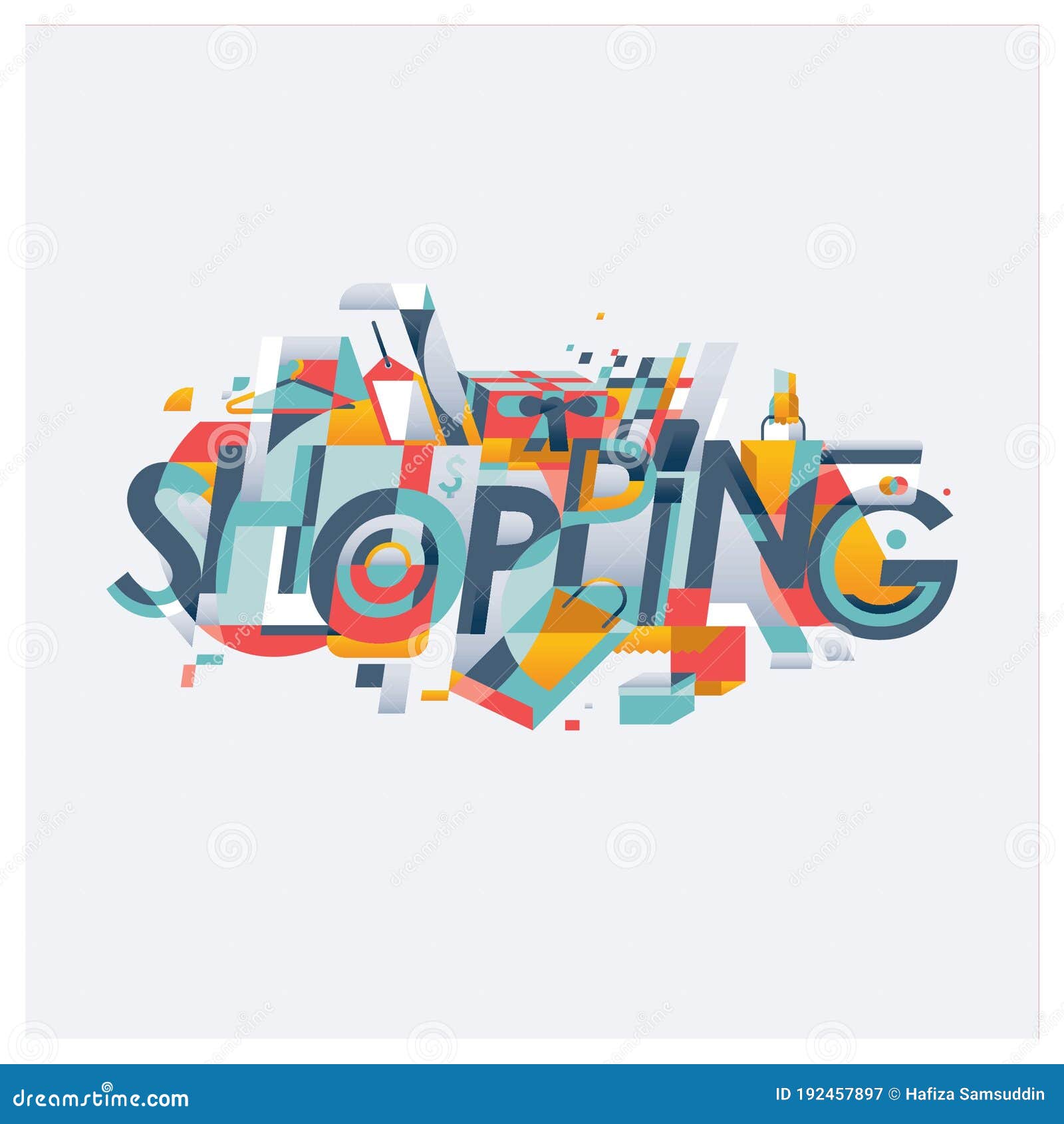 Shopping Lettering Design. Vector Illustration Decorative Design Stock ...