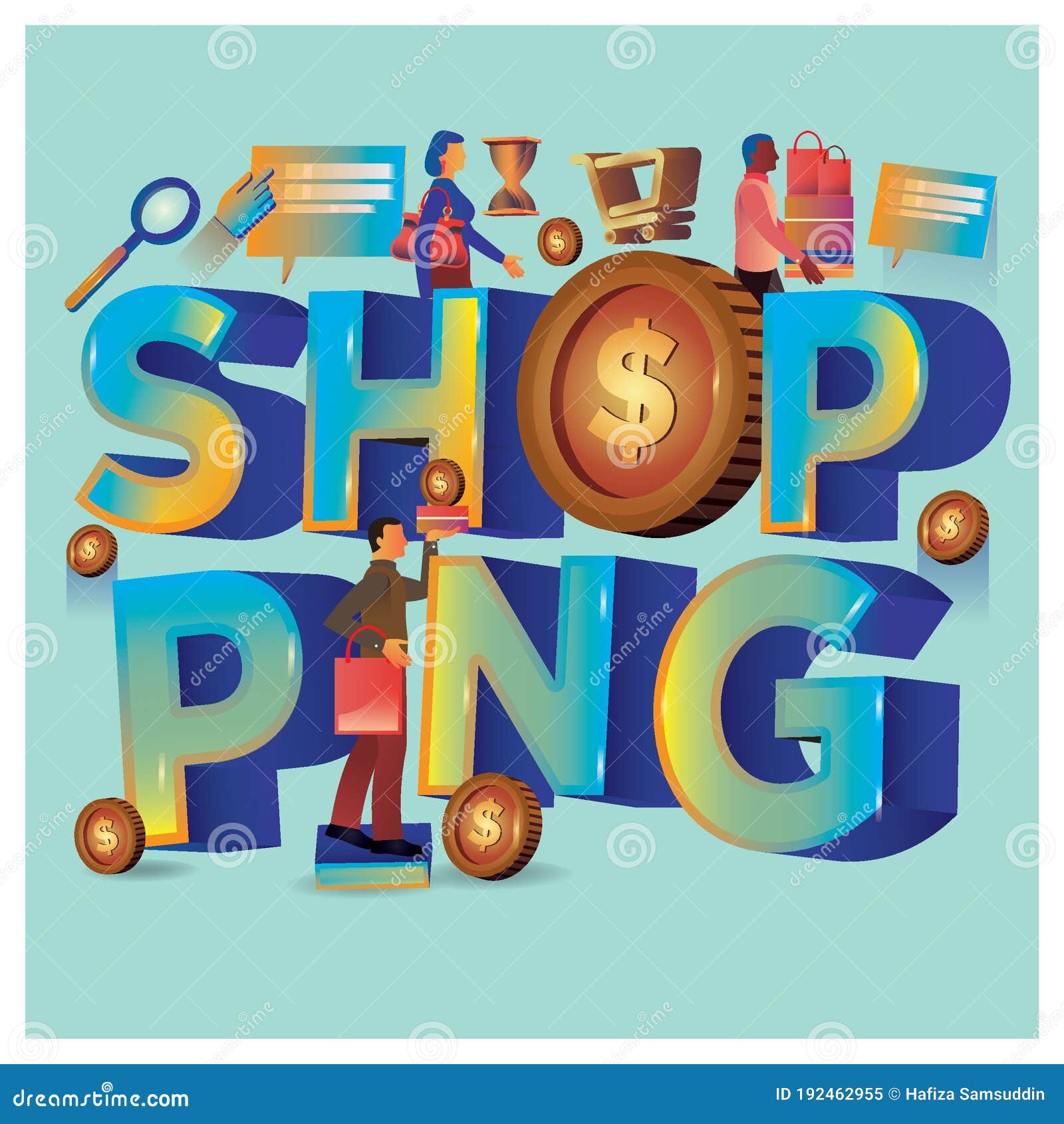 A Shopping Lettering Design. Vector Illustration Decorative Design ...