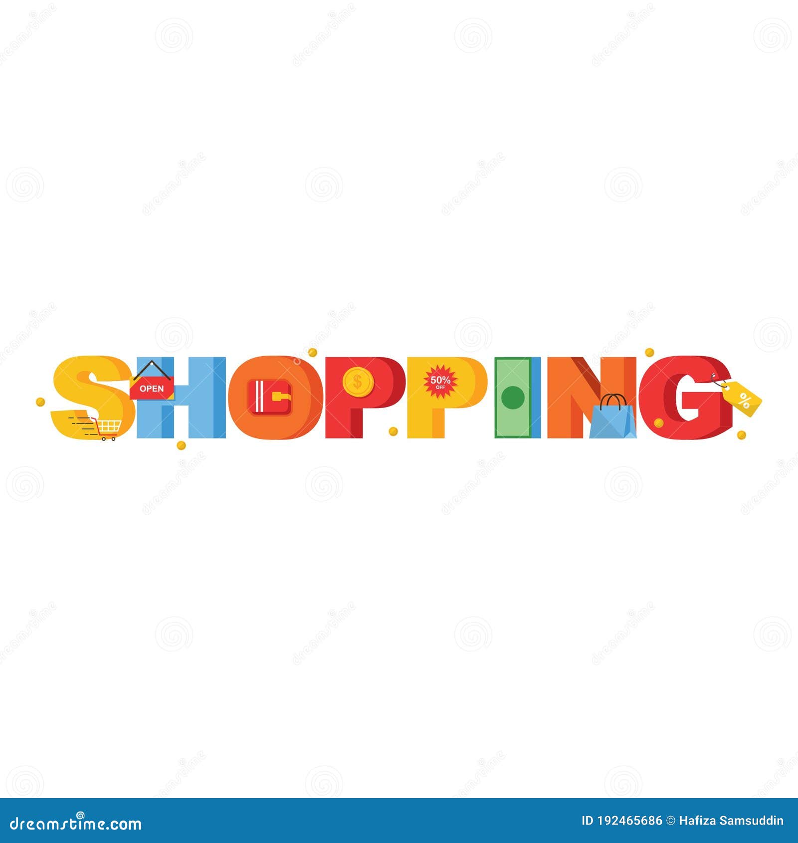 Shopping Lettering Design. Vector Illustration Decorative Design Stock ...