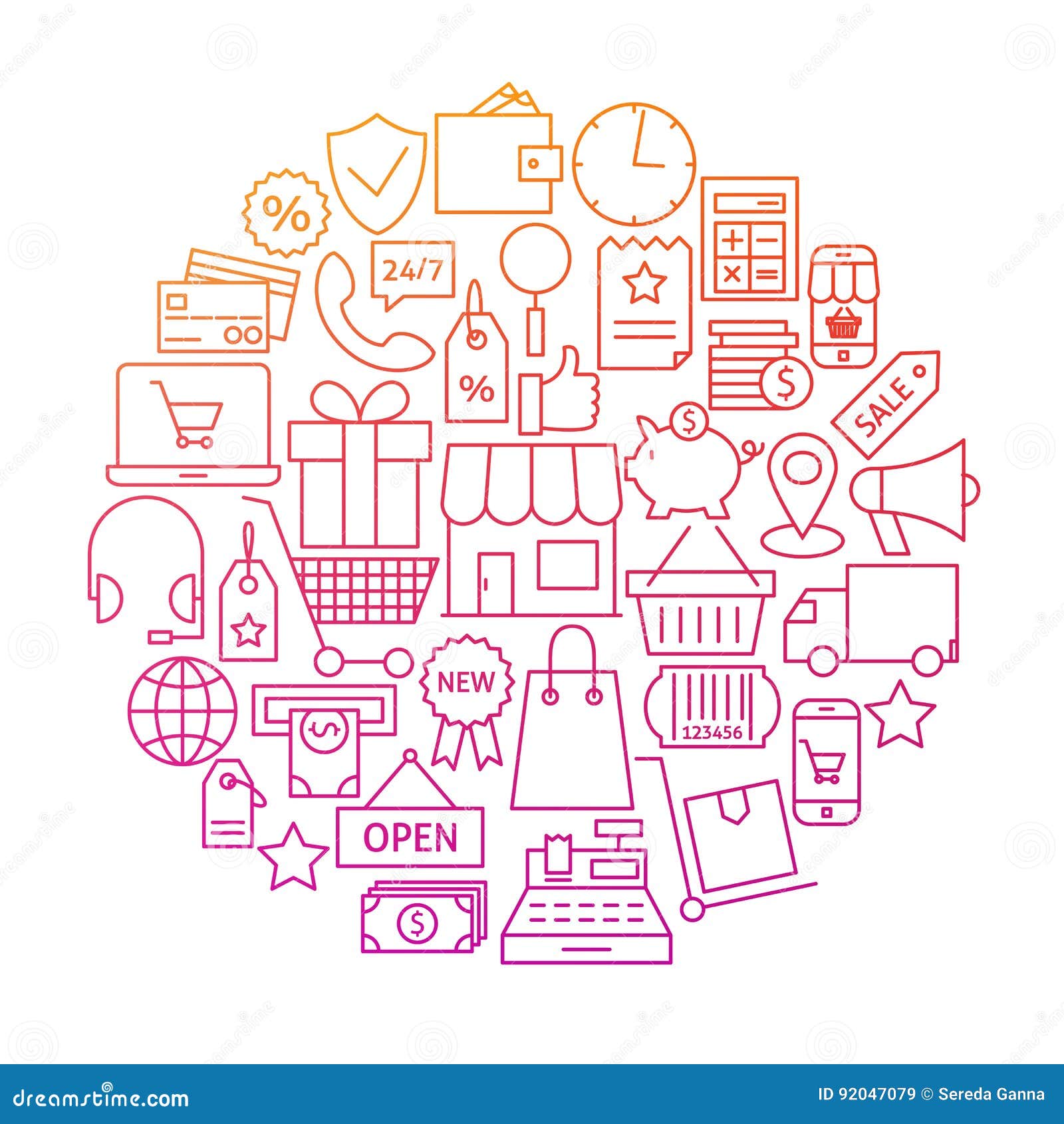 Shopping Line Icon Circle Design Stock Vector - Illustration of ...