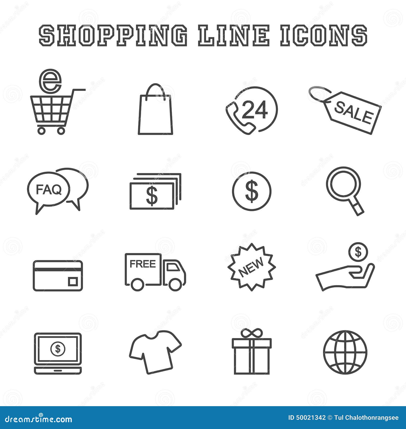 Shopping line icons stock vector. Illustration of cart - 50021342