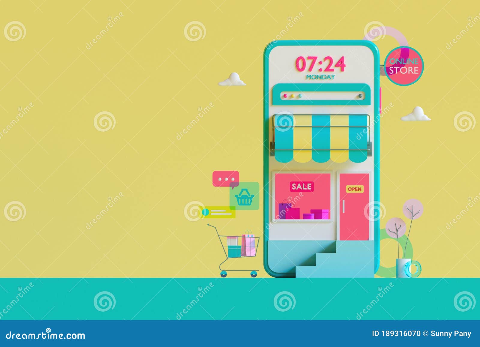 Shopping on-line Online Store on Website Mobile Application 3d ...