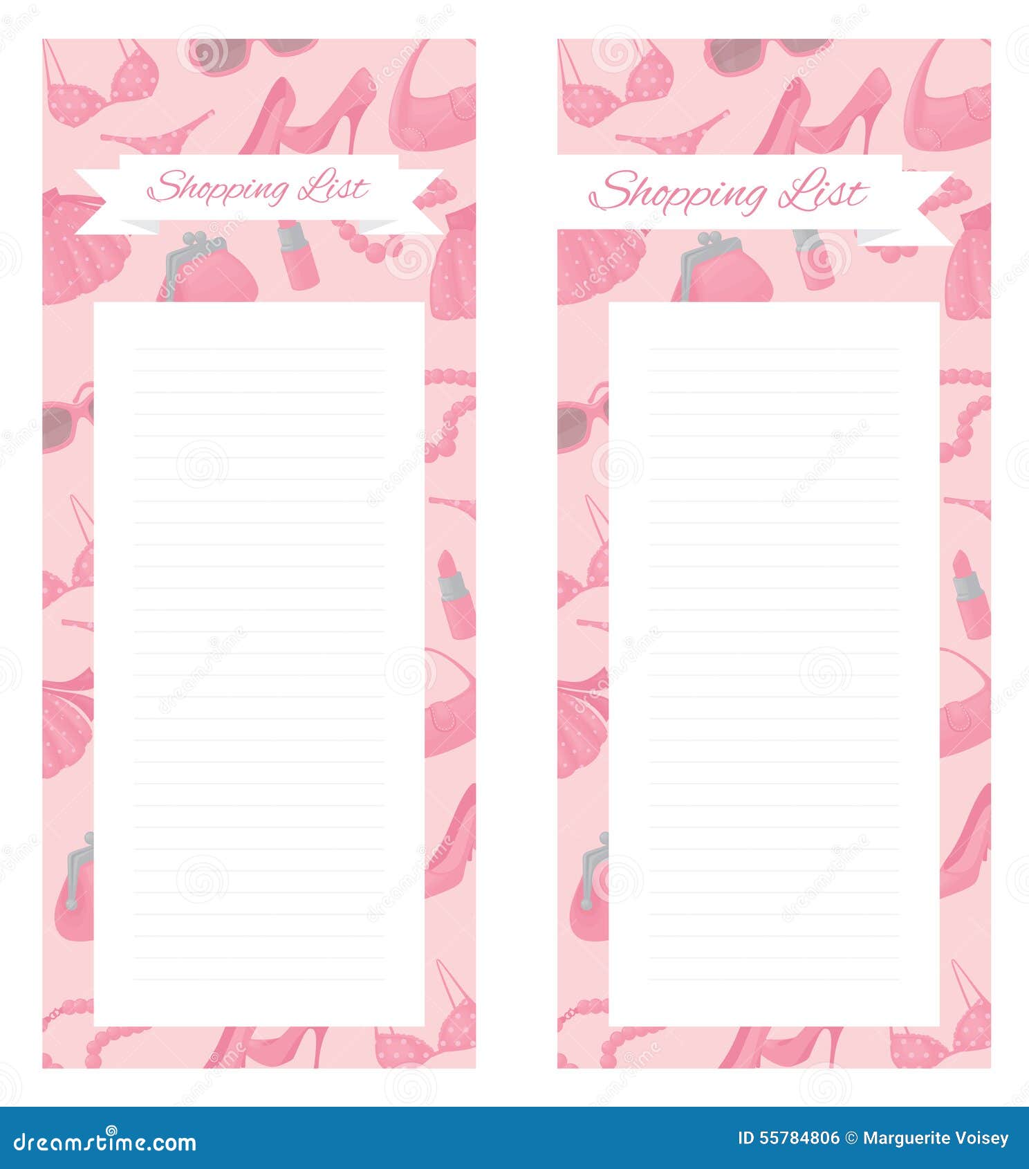 Shopping List Girly stock illustration. Illustration of accesories ...