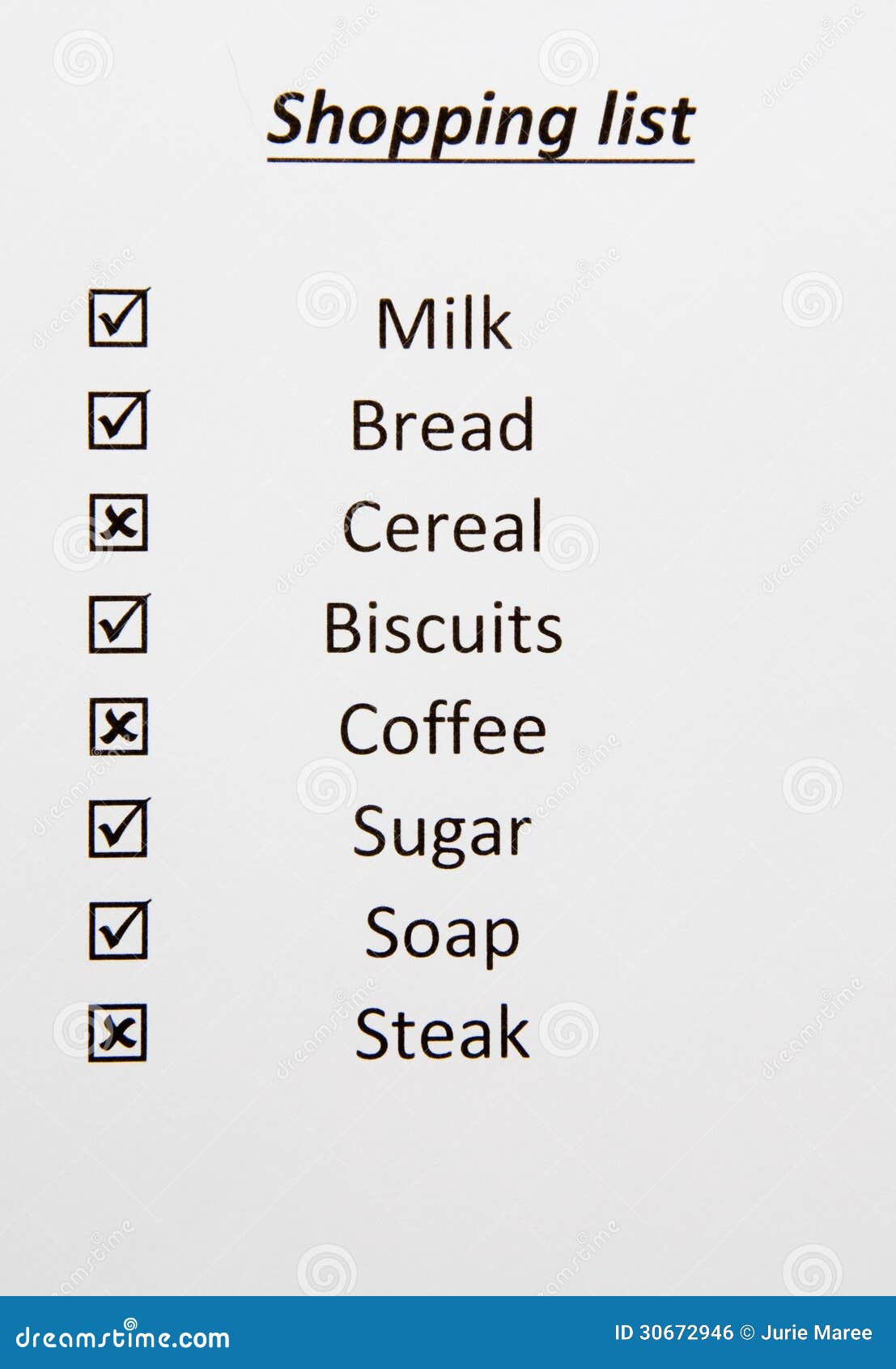 Shopping list. stock photo. Image of list, mark, isolated - 30672946