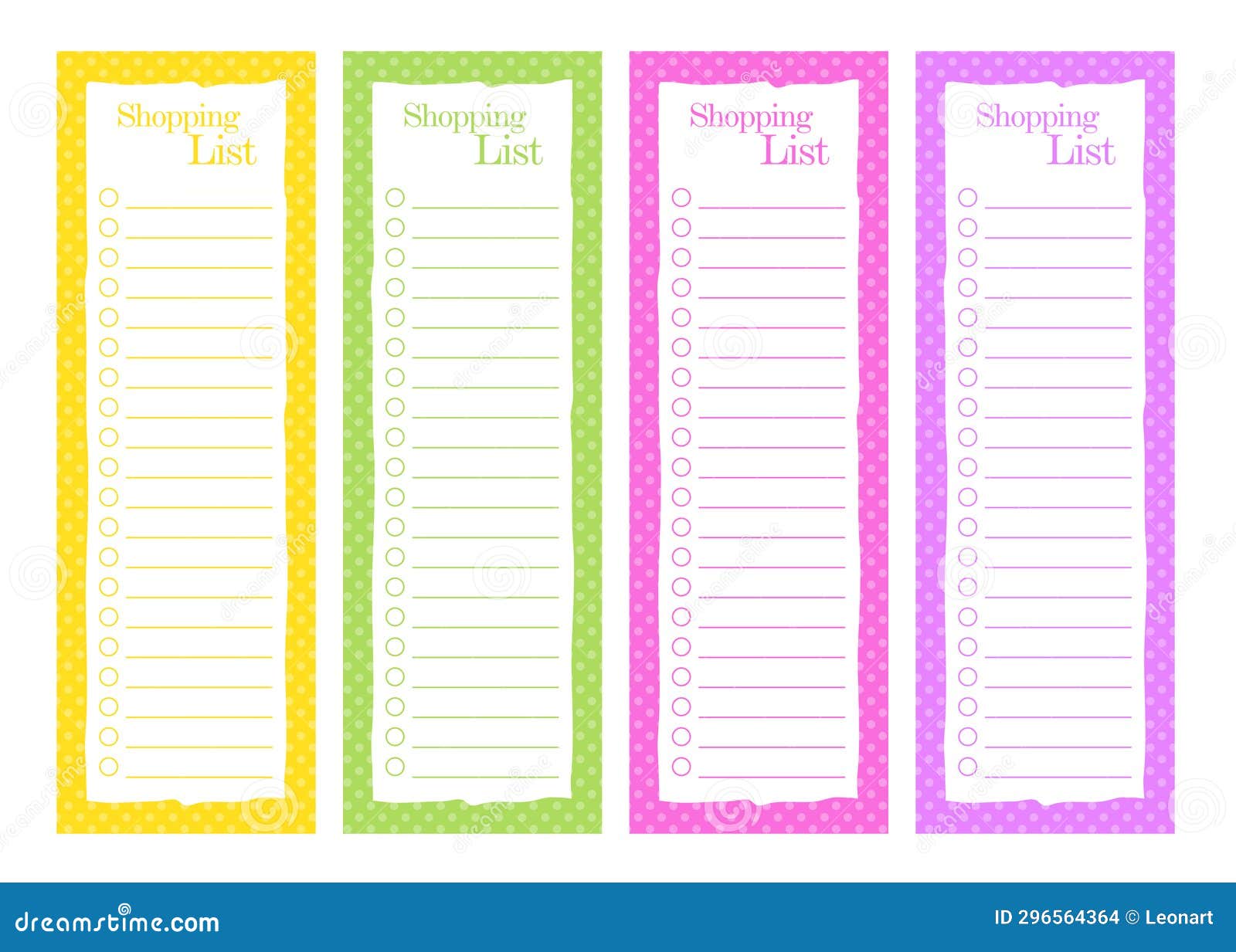 Shopping List Template, Colorful Design, Printable Stock Illustration ...