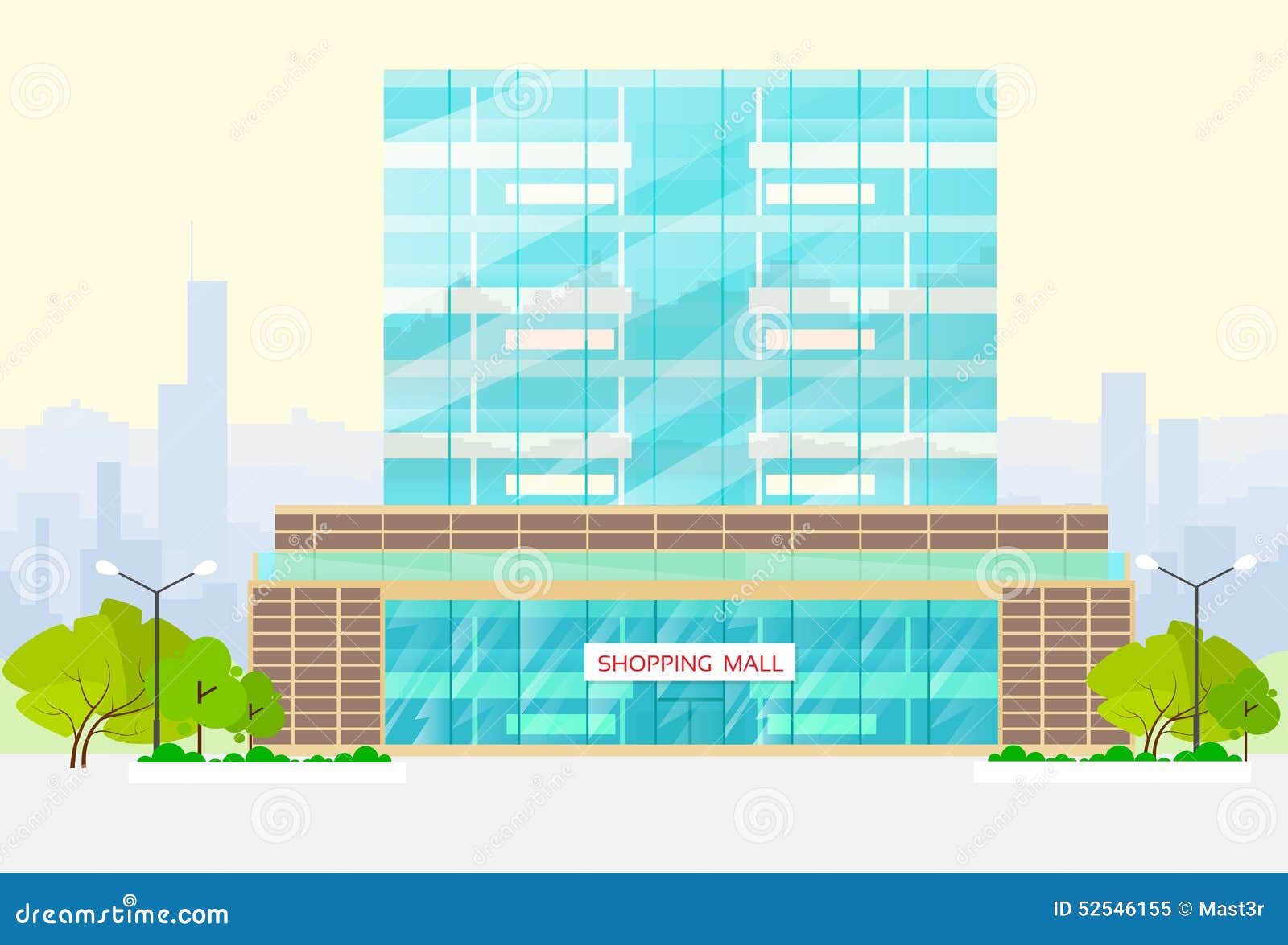 Shopping Mall Building Exterior Vector Stock Vector - Illustration of ...