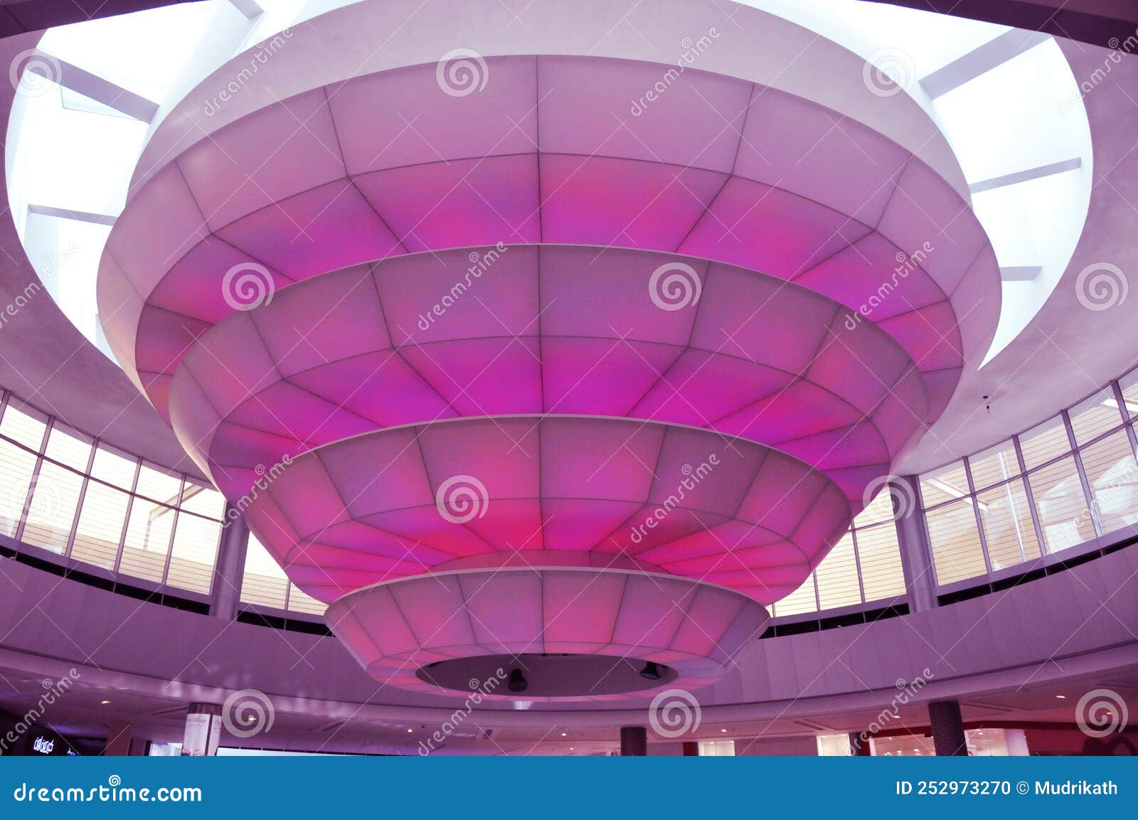 Shopping Mall Ceiling Design in Pink Color Editorial Image - Image of ...
