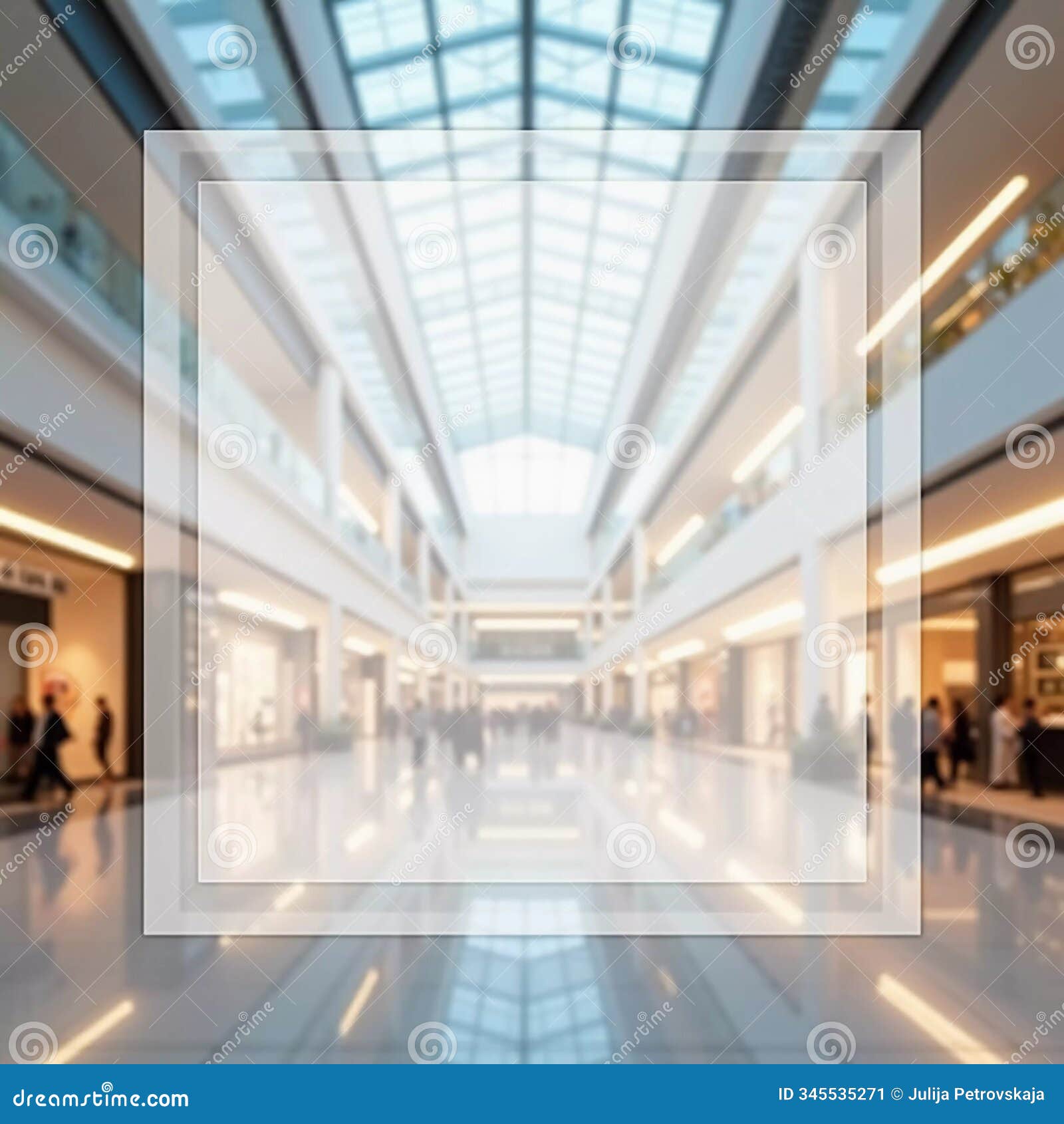 Shopping Mall Features Spacious, Bright Corridor Filled with Shoppers ...