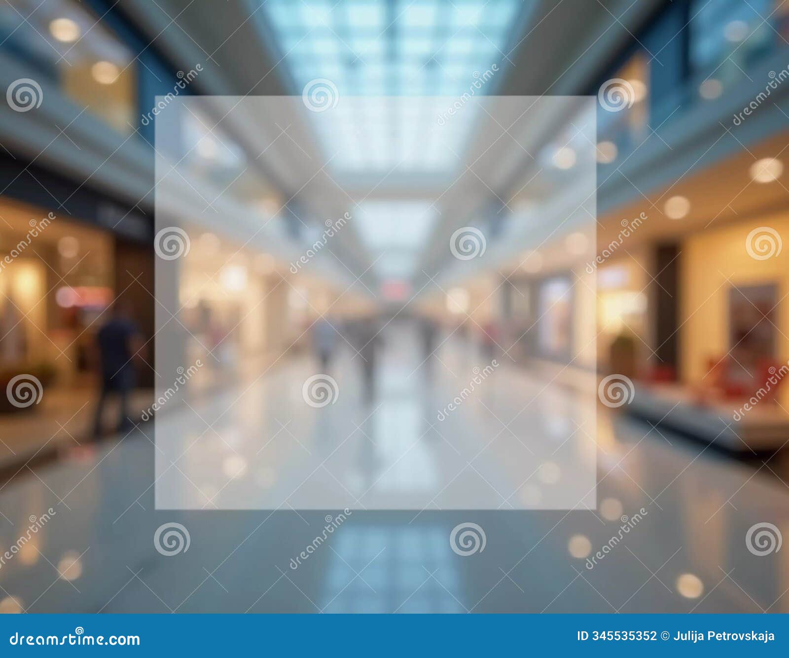 Shopping Mall Features Spacious, Bright Corridor Filled with Shoppers ...