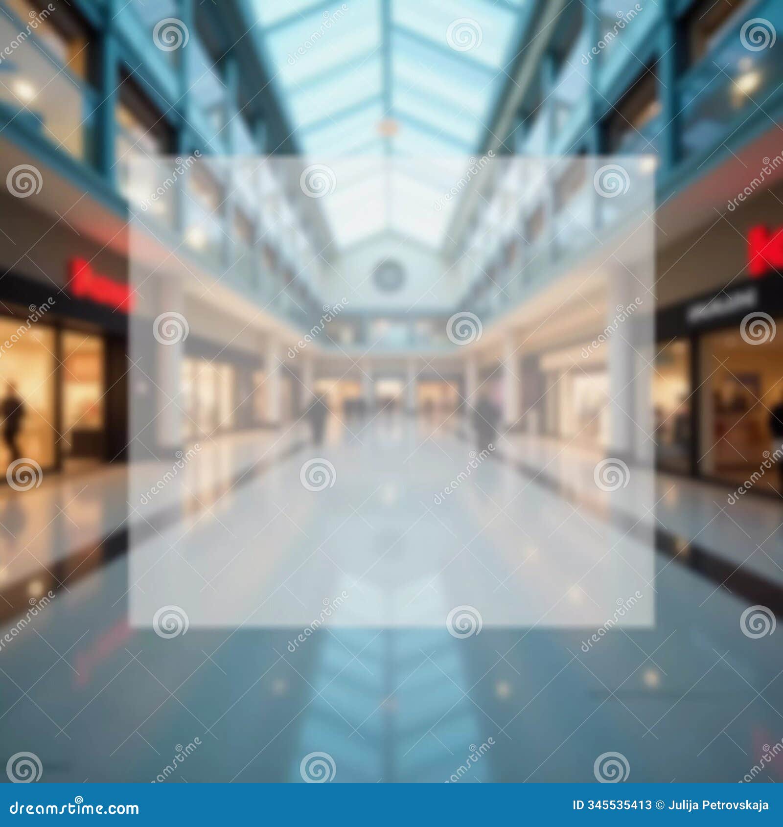 Shopping Mall Features Spacious, Bright Corridor Filled with Shoppers ...