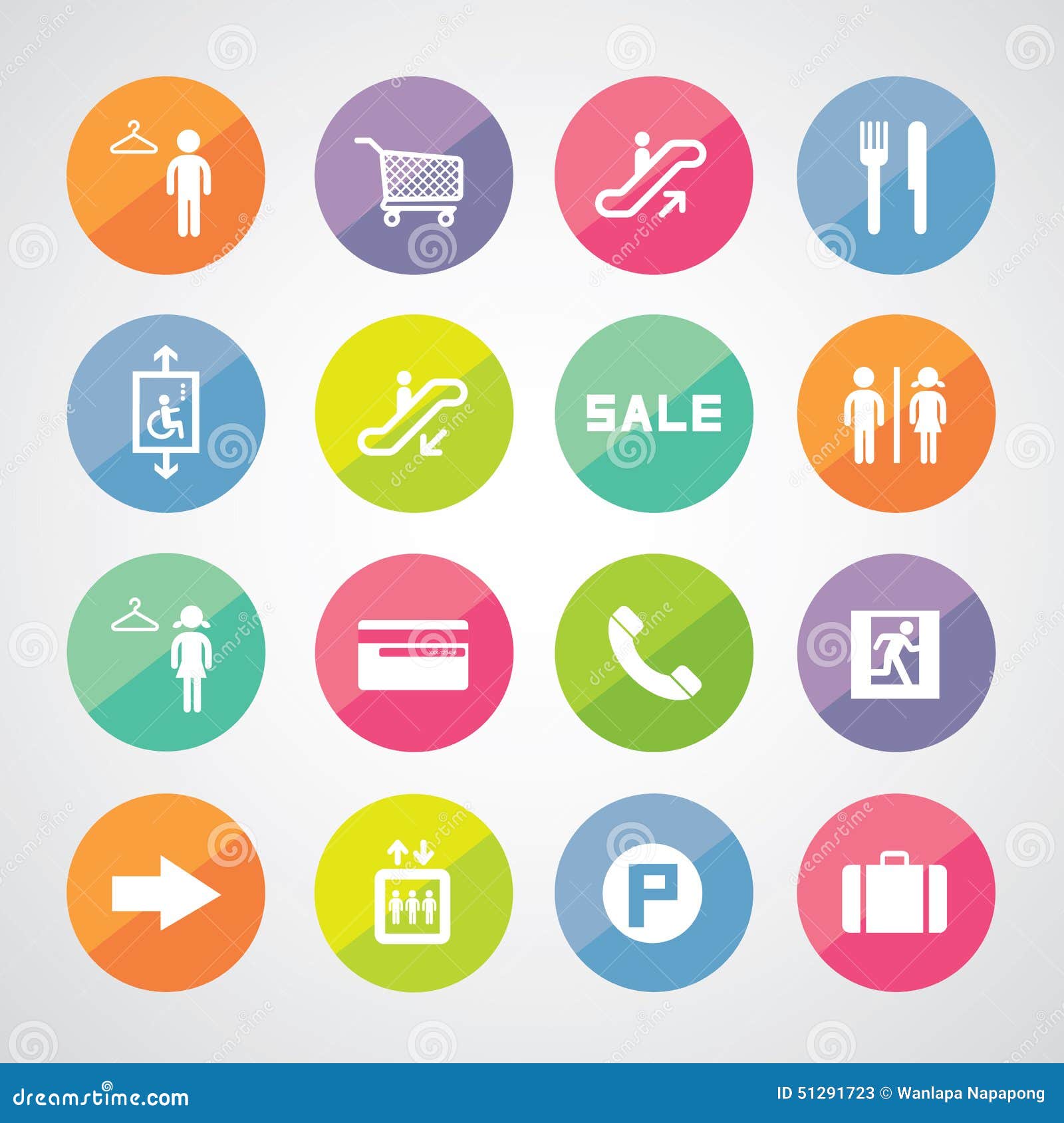 Shopping mall icons stock vector. Illustration of alarm - 51291723
