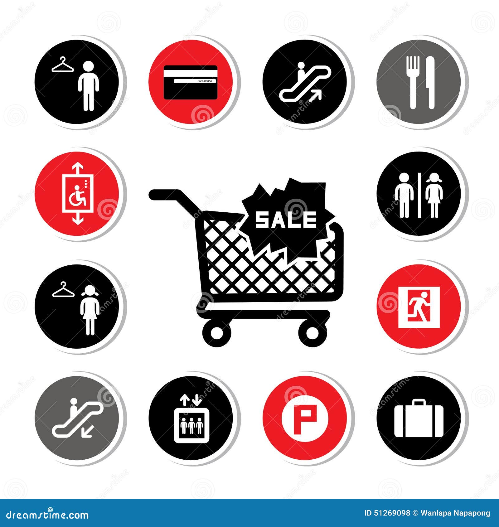 Shopping Mall Icons Vector Illustration | CartoonDealer.com #51269098