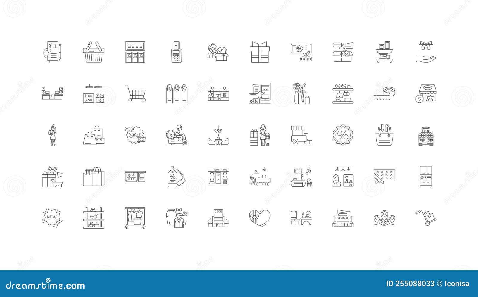 Shopping Mall Ideas, Linear Icons, Line Signs Set, Vector Collection ...