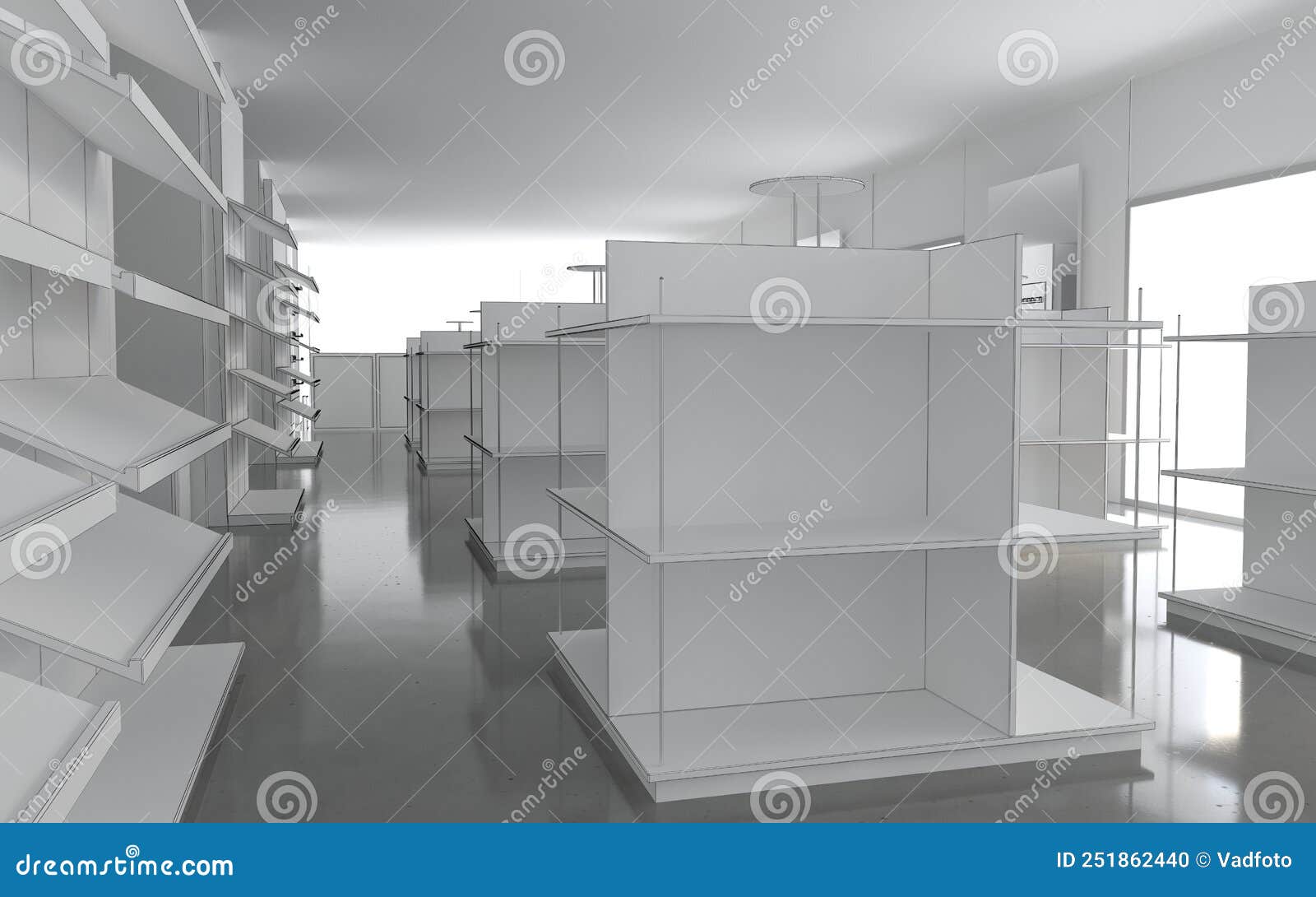 Commercial Premises, Shop, Interior Visualization, 3D Illustration ...