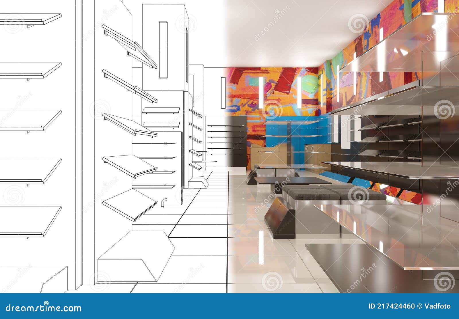 Commercial Premises, Shop, Interior Visualization, 3D Illustration ...