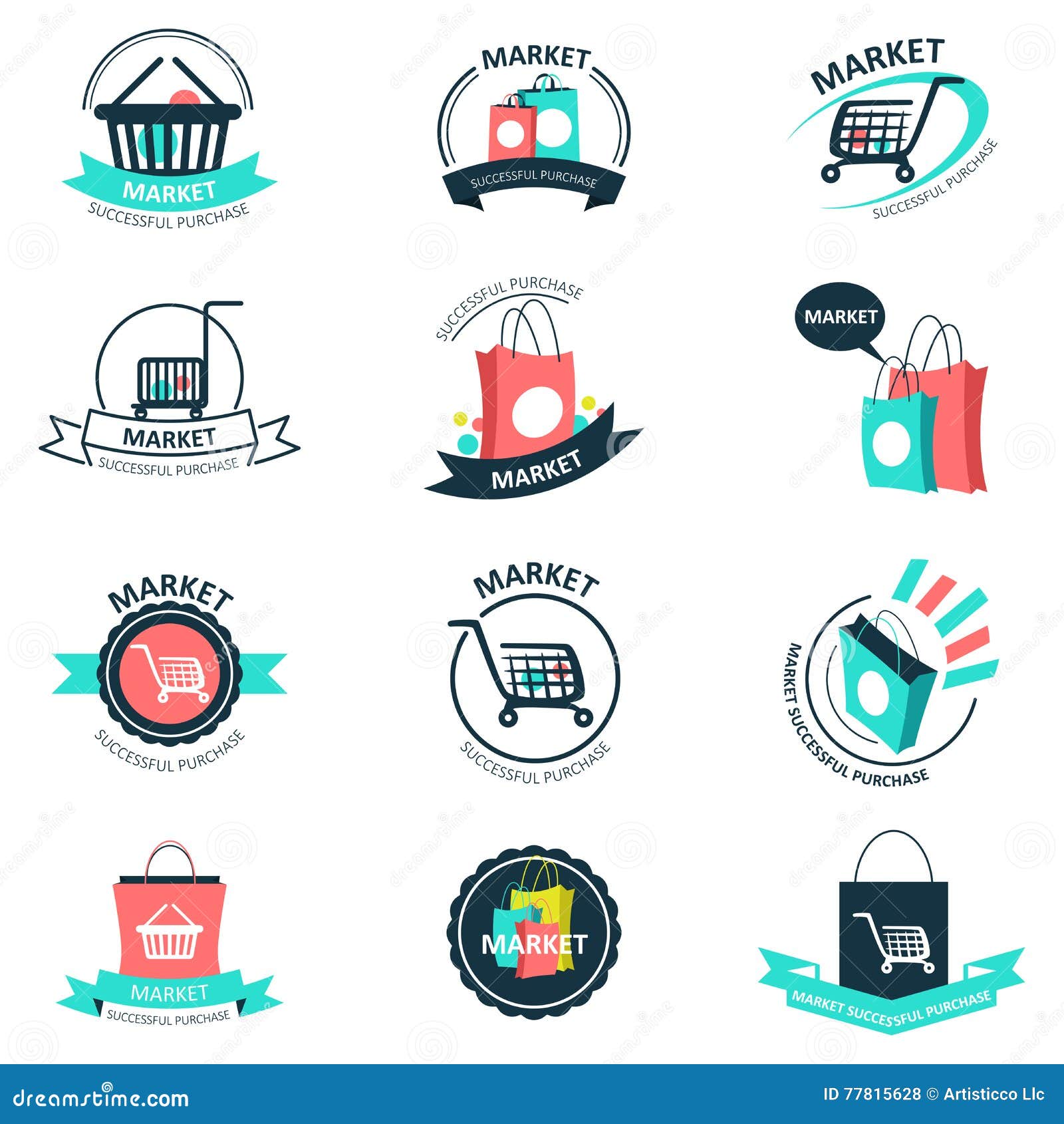 Shopping and market logos stock vector. Illustration of icons - 77815628