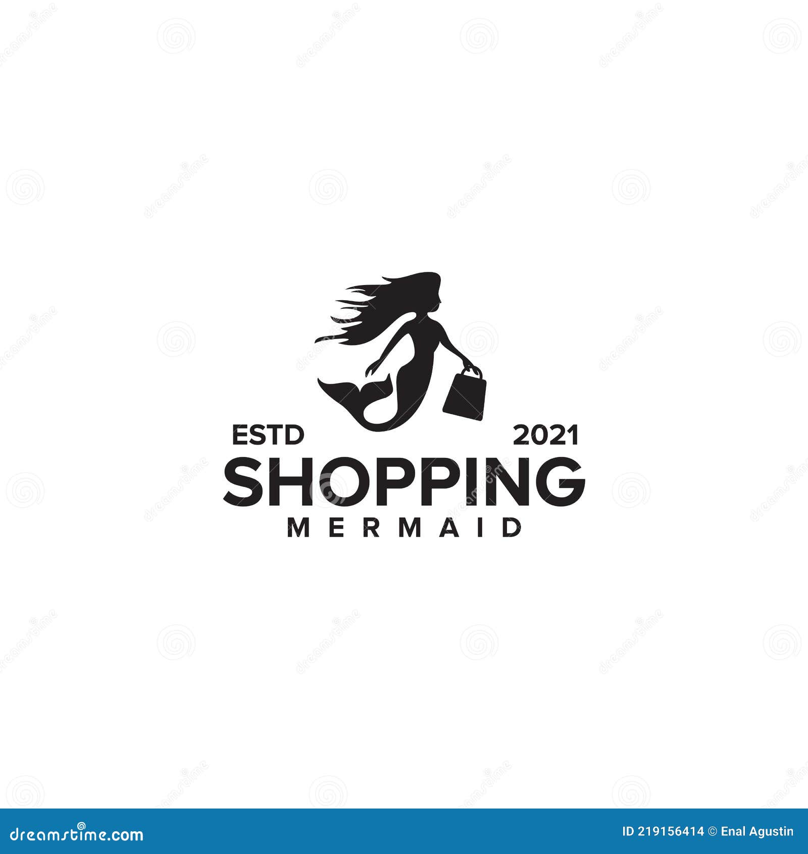 Shopping Mermaid Logo Design Template Stock Vector - Illustration of ...