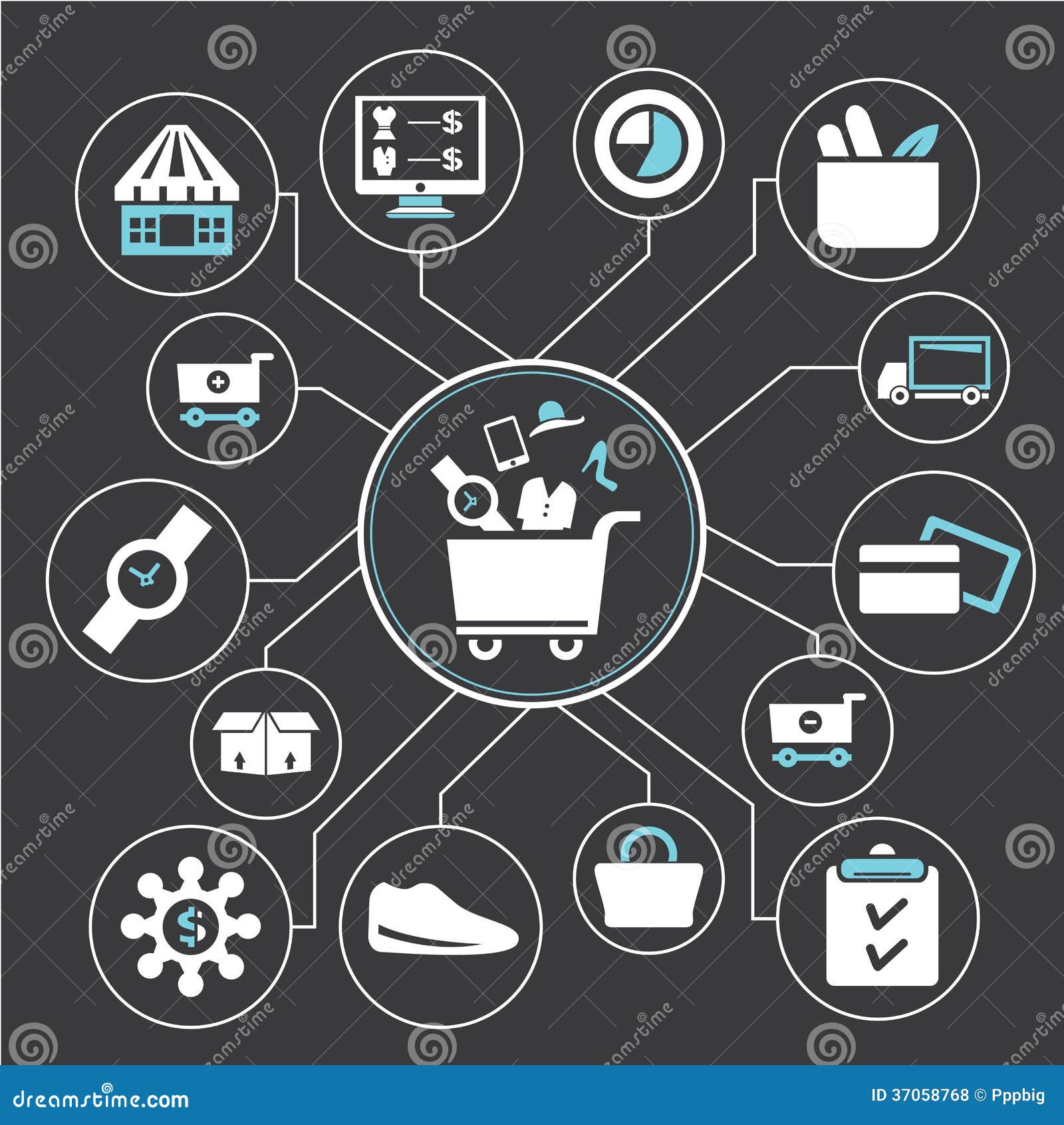 Shopping, modern trade stock illustration. Illustration of accessories ...