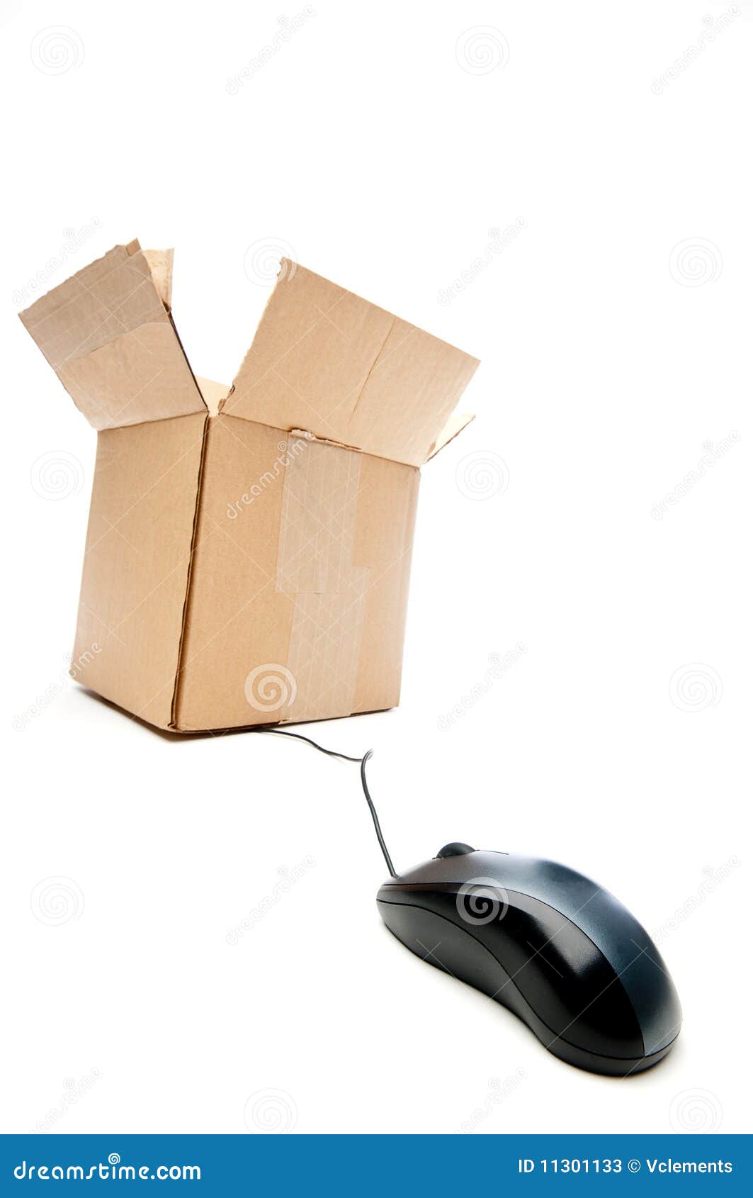 Shopping with a Mouse and Box on White Stock Image - Image of click ...