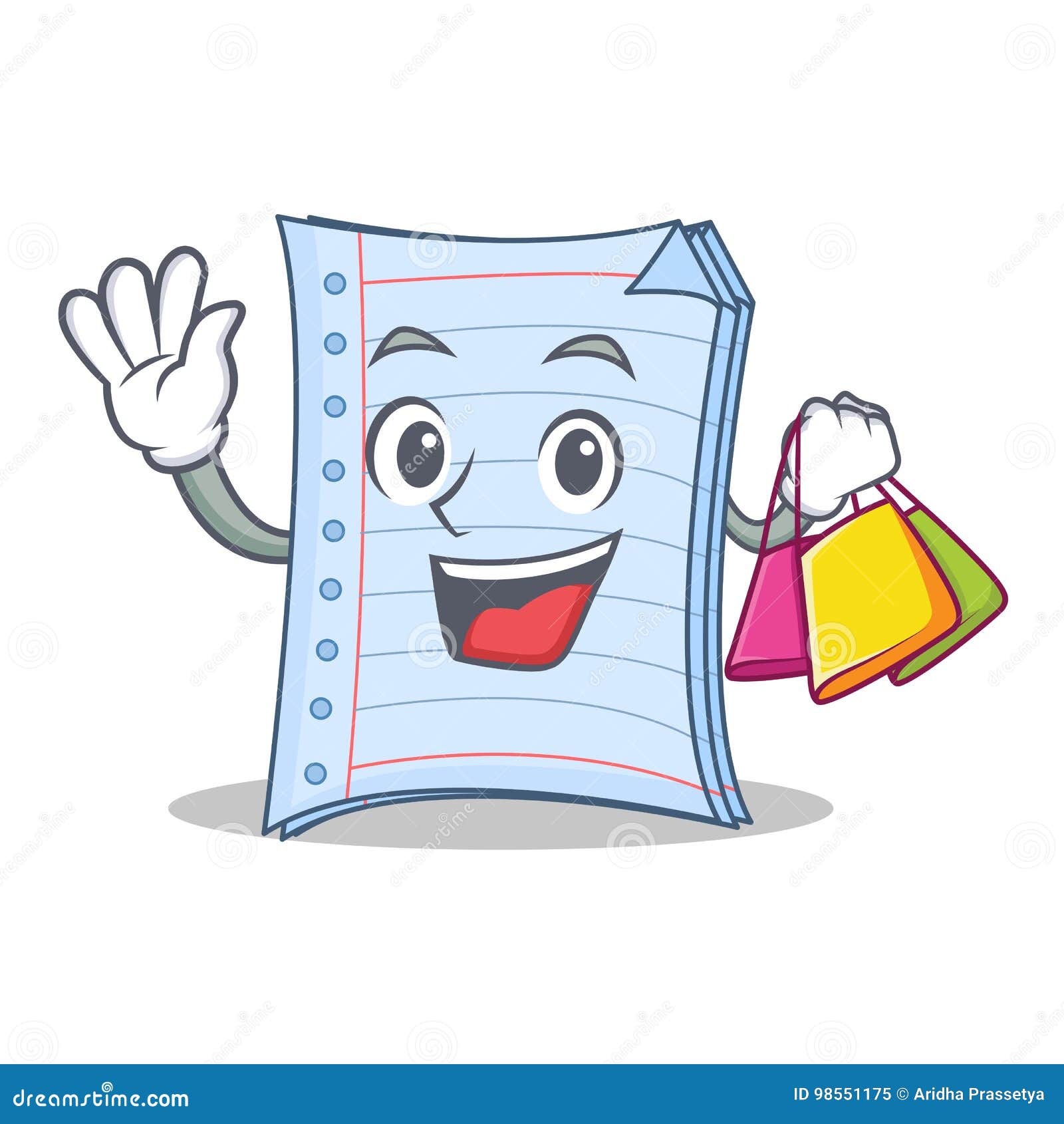 Shopping Notebook Character Cartoon Style Stock Vector - Illustration ...