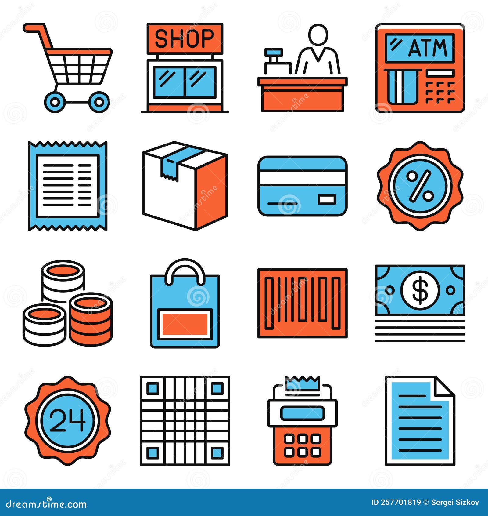 Shopping Online Icons Set on White Background. Vector Stock Vector ...