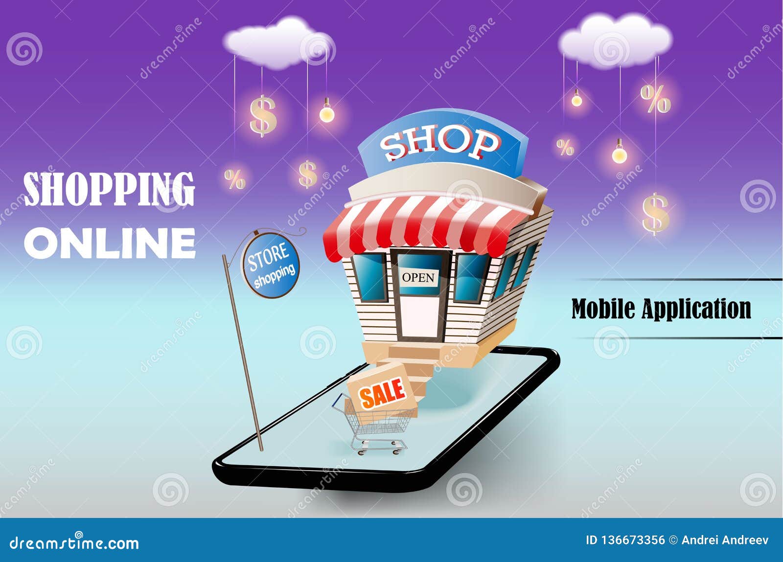 Shopping Online on Website or Mobile Application Stock Vector ...