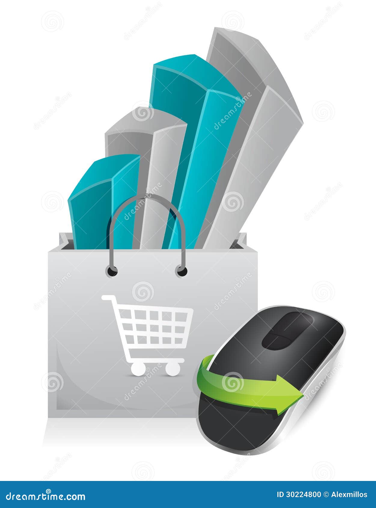Shopping Online. Wireless Computer Mouse Stock Illustration ...