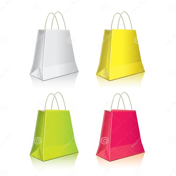 Shopping Package Colorful Set Stock Vector - Illustration of cardboard ...