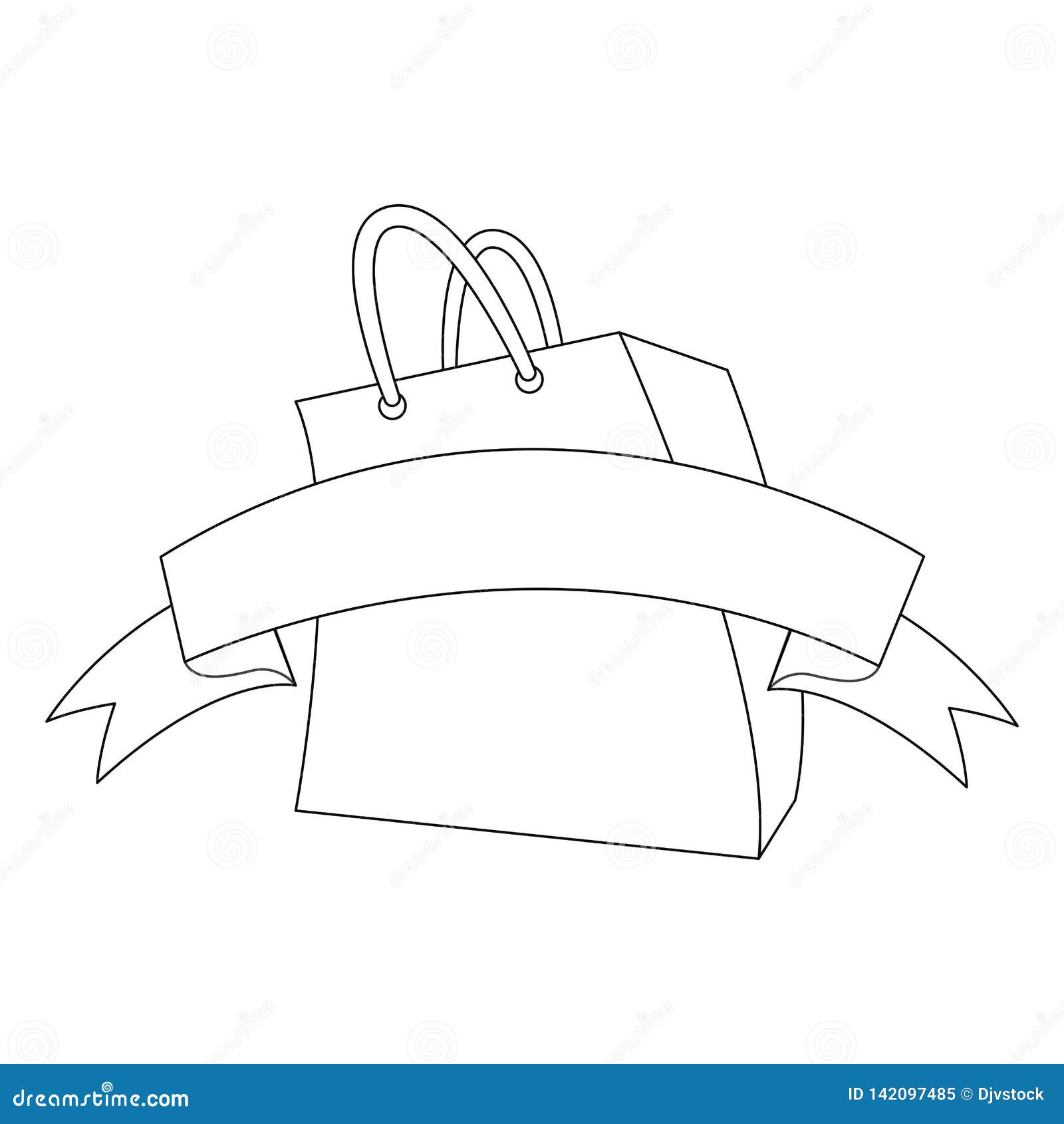 Shopping Paper Bag with Ribbon Stock Vector - Illustration of package ...