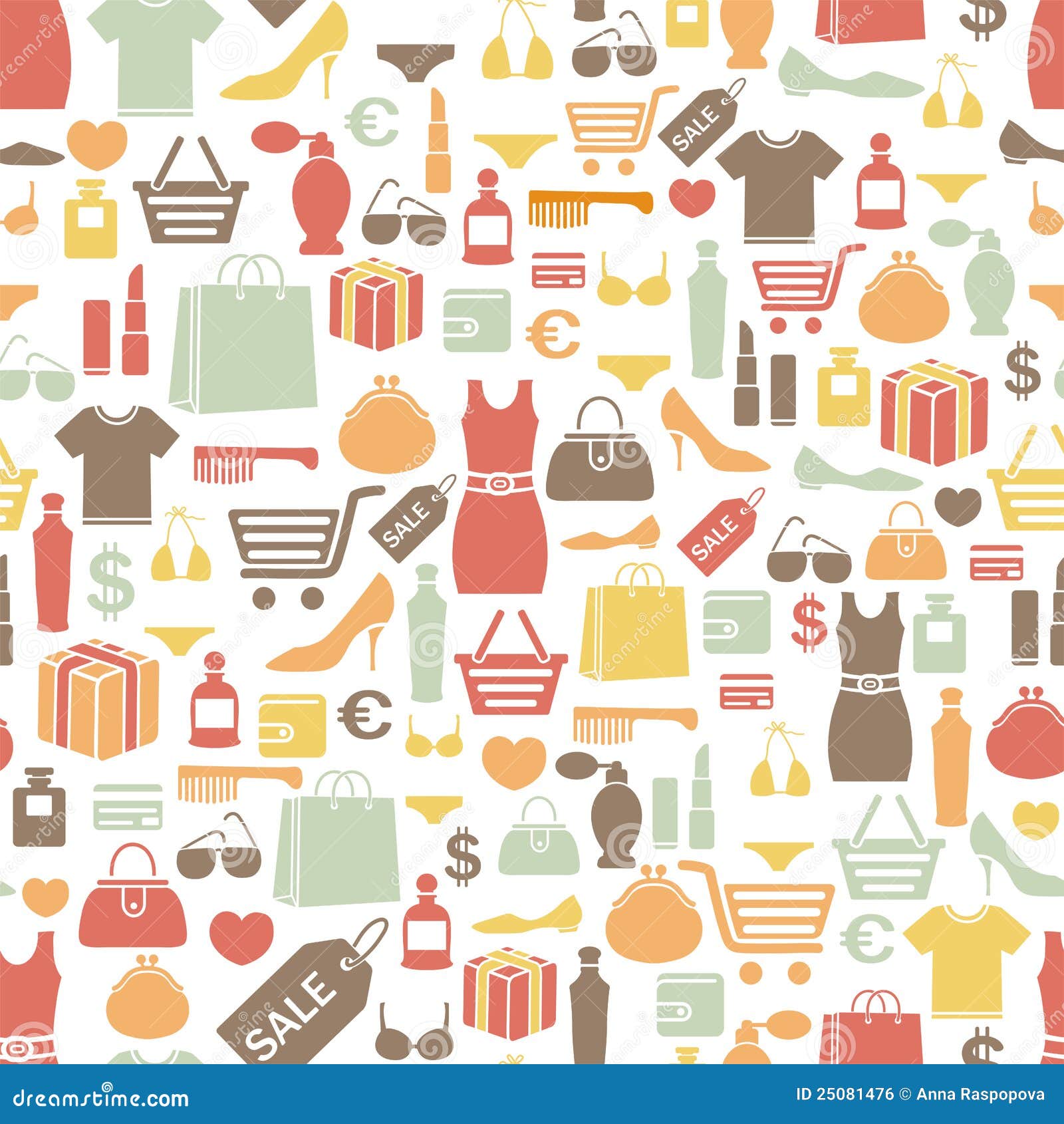 Shopping pattern stock vector. Illustration of background - 25081476