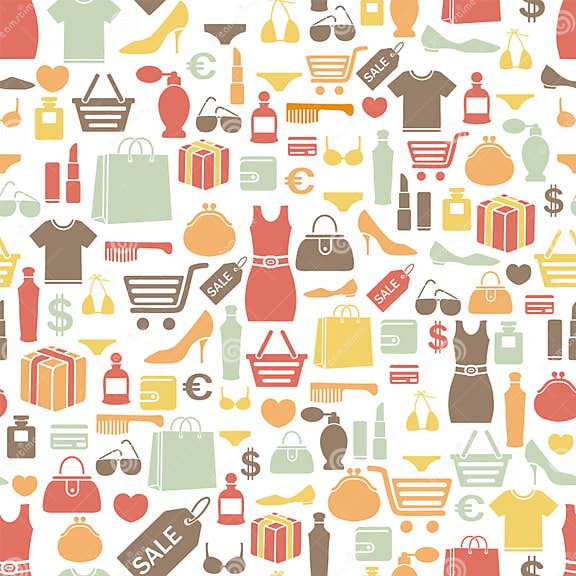 Shopping pattern stock vector. Illustration of background - 25081476