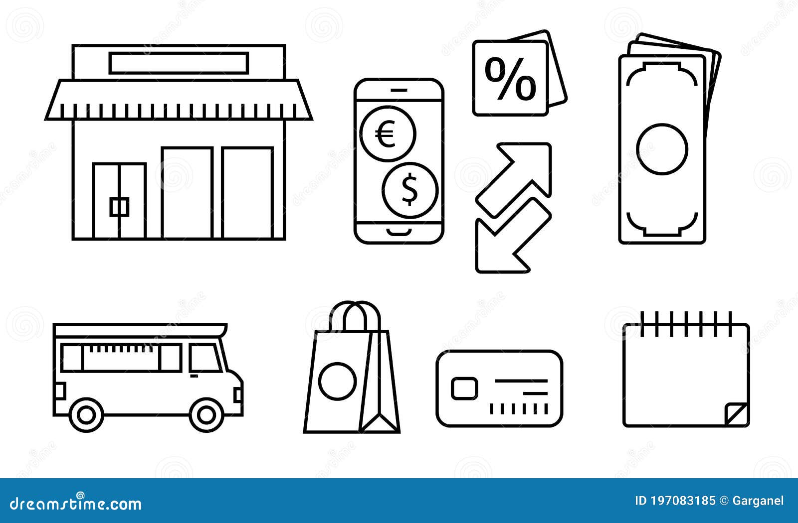 Shopping, Pay, Delivery Line Vector Icons Stock Vector - Illustration ...