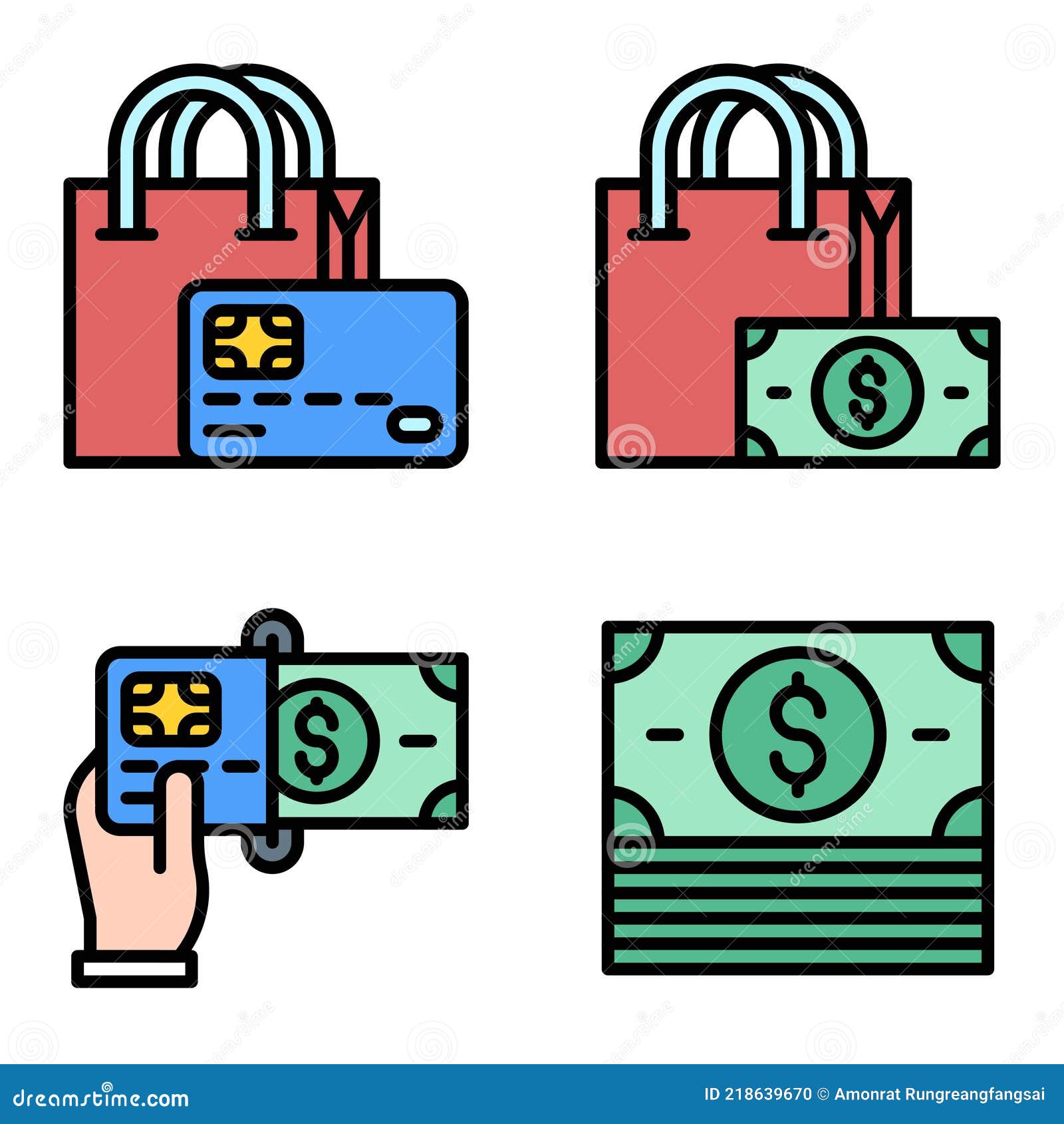 Shopping and Payment Icon Set Payment Related Vector Stock Vector ...