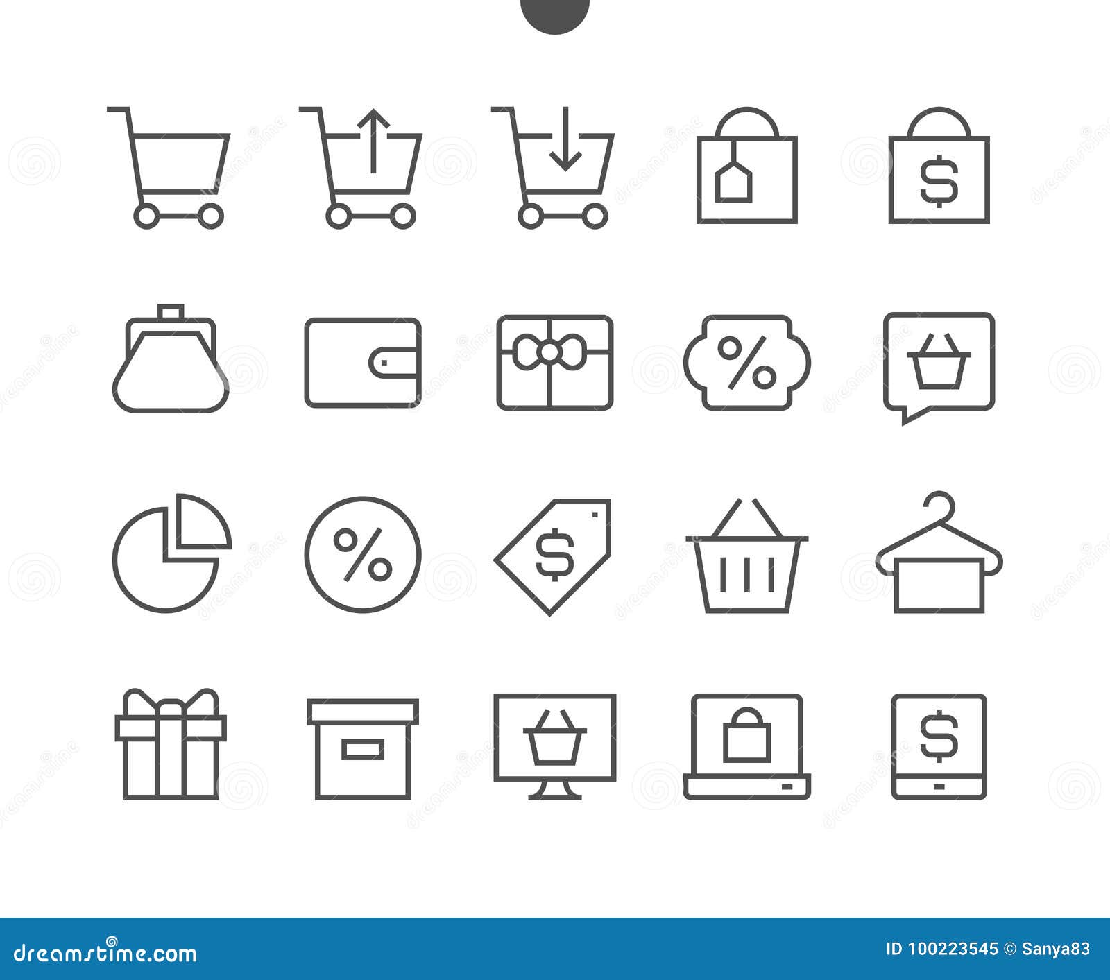 Shopping Pixel Perfect Well-crafted Vector Thin Line Icons Stock Vector ...