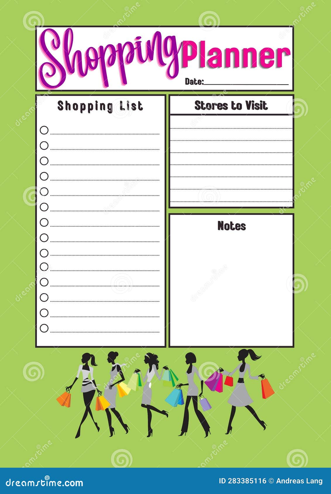 Shopping Planner Digital Planning Insert Sheet Printable Page Template ...