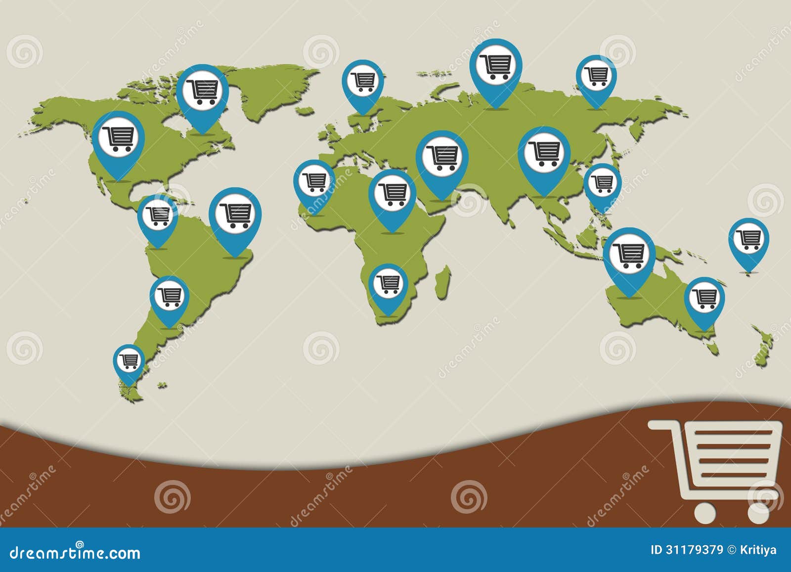 Shopping pointer on map stock illustration. Illustration of colorful ...