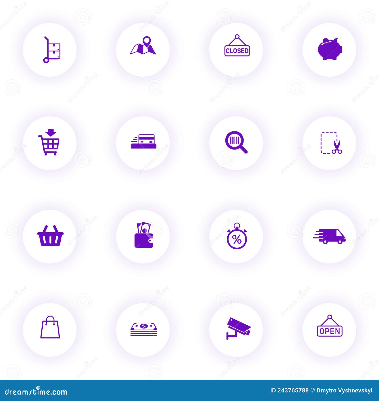 Shopping Purple Color Vector Icons Stock Vector - Illustration of ...