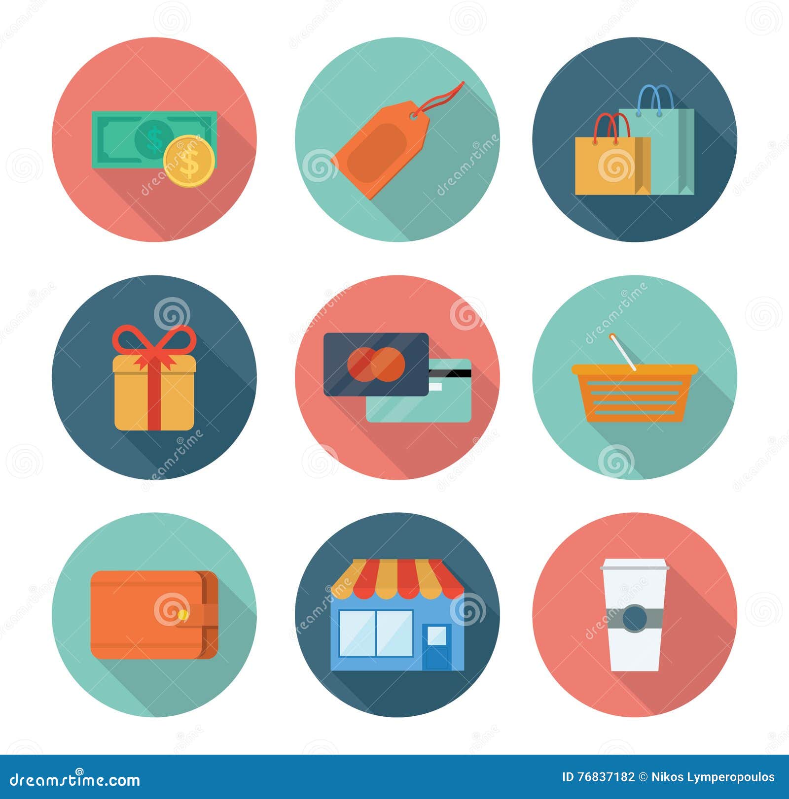 Shopping and Retail Icons stock vector. Illustration of vector - 76837182