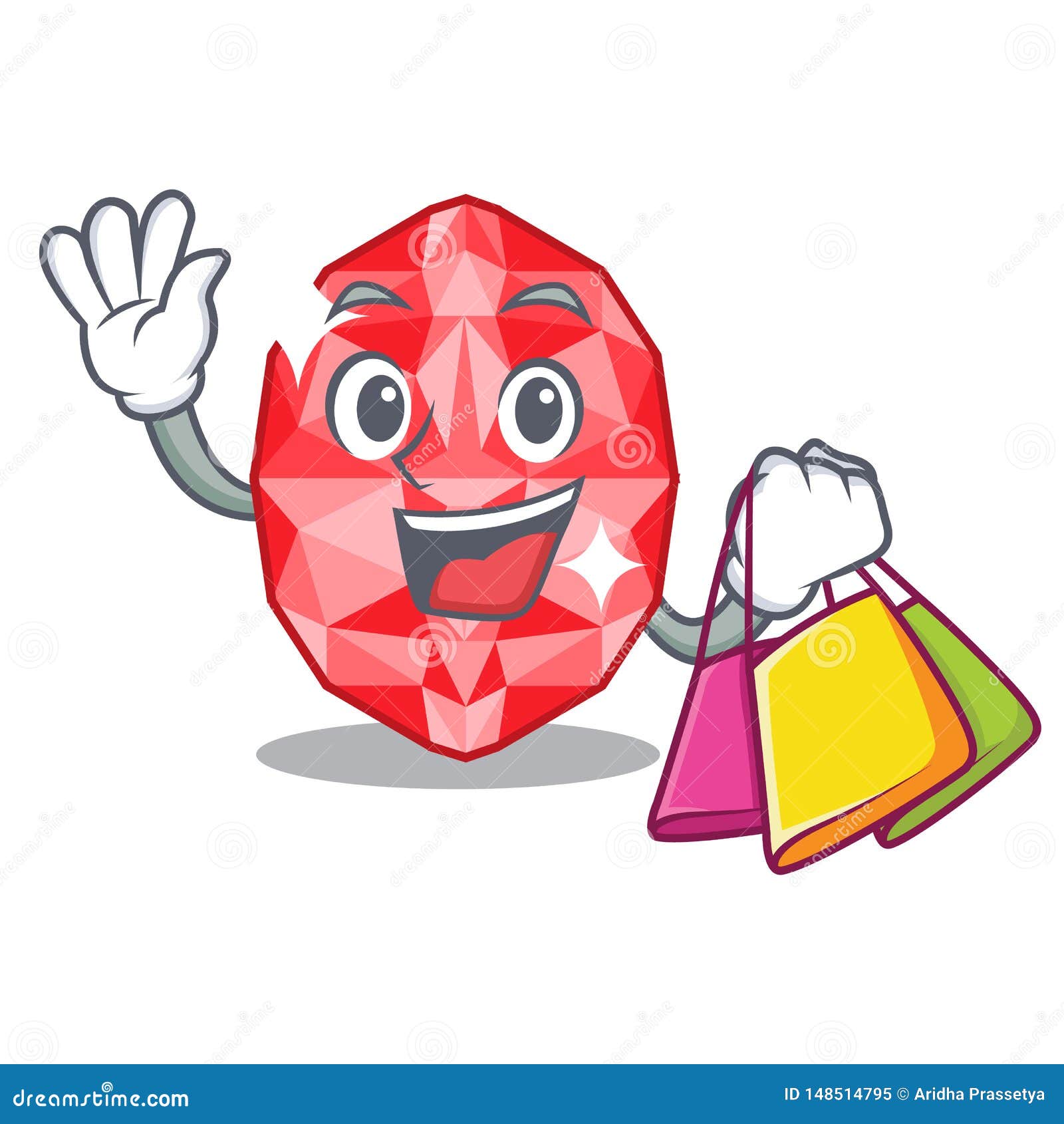 Shopping Ruby Gems Isolated with the Character Stock Vector ...