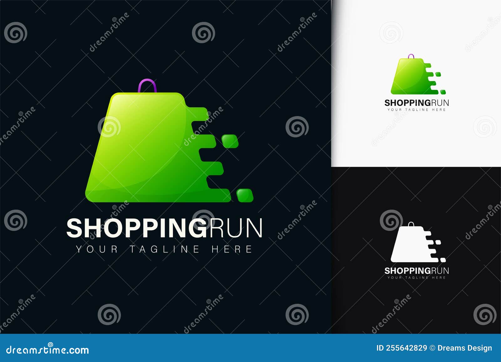 Shopping Run Logo Design with Gradient Stock Vector - Illustration of ...